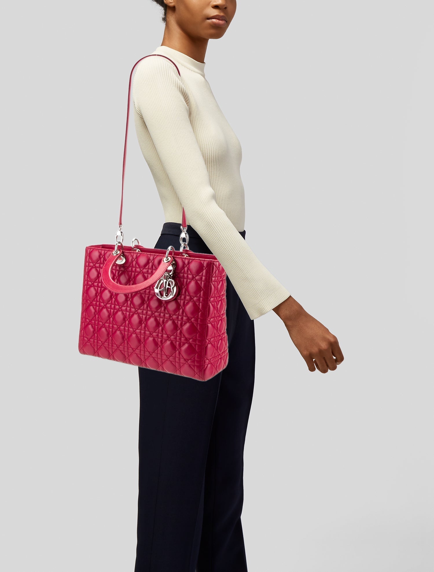 Christian Dior Medium Lady Dior - Red Handle Bags, Handbags - CHR431773 ...
