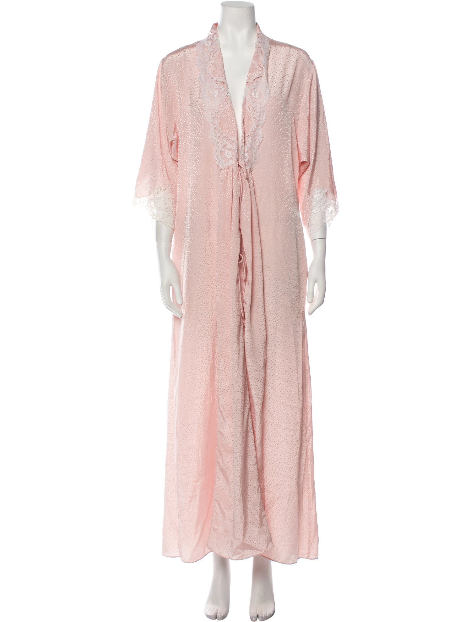 Christian Dior Lace Trim Embellishment Robe - Pink Loungewear, Clothing ...