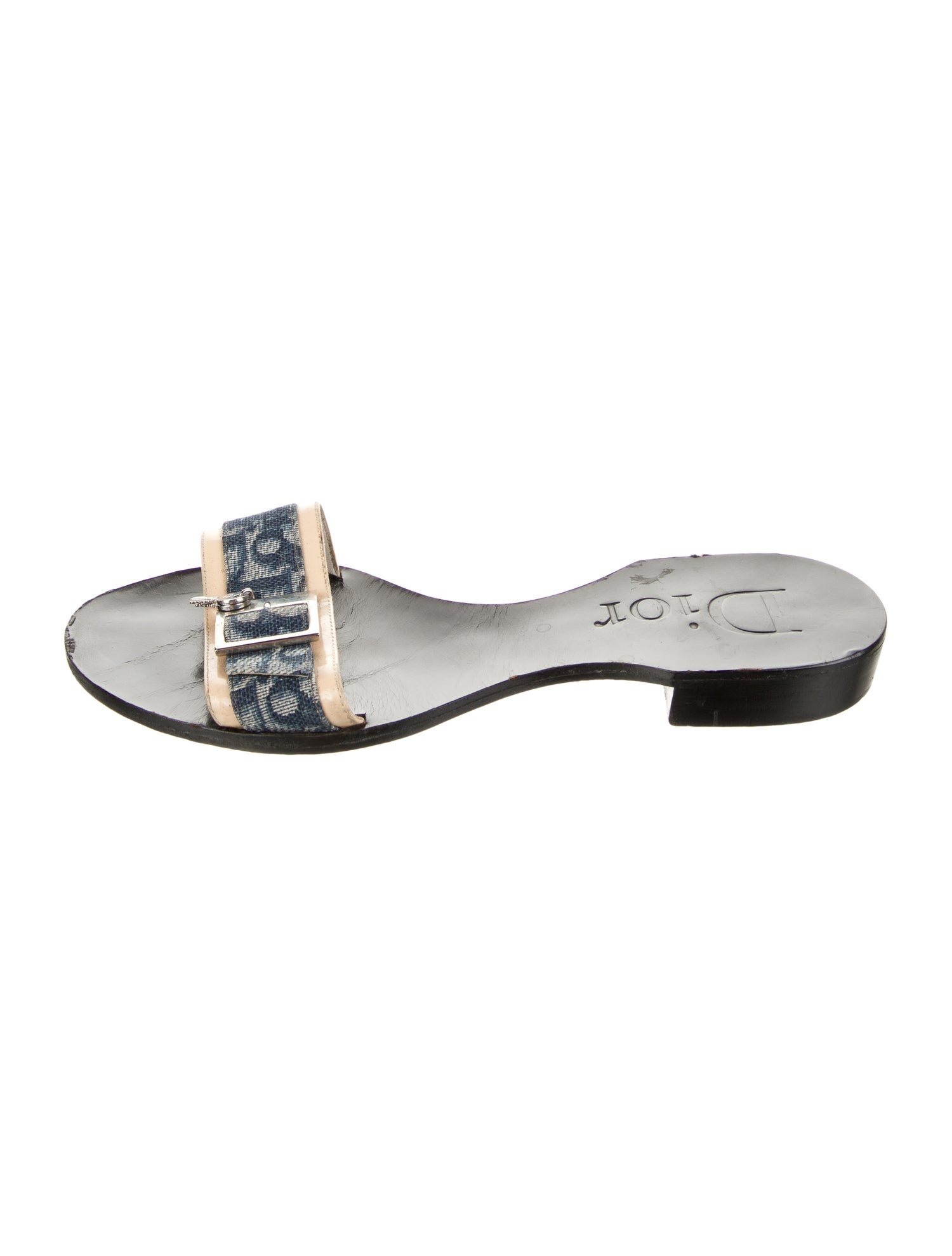 Christian Dior Vintage Diorissimo Pattern Slides - Blue Sandals, Shoes ...