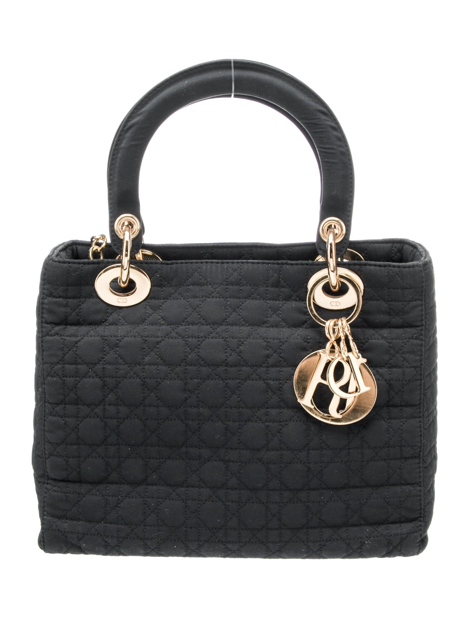 Christian Dior Nylon Lady Dior Medium Cannage Pattern Vintage - Black ...
