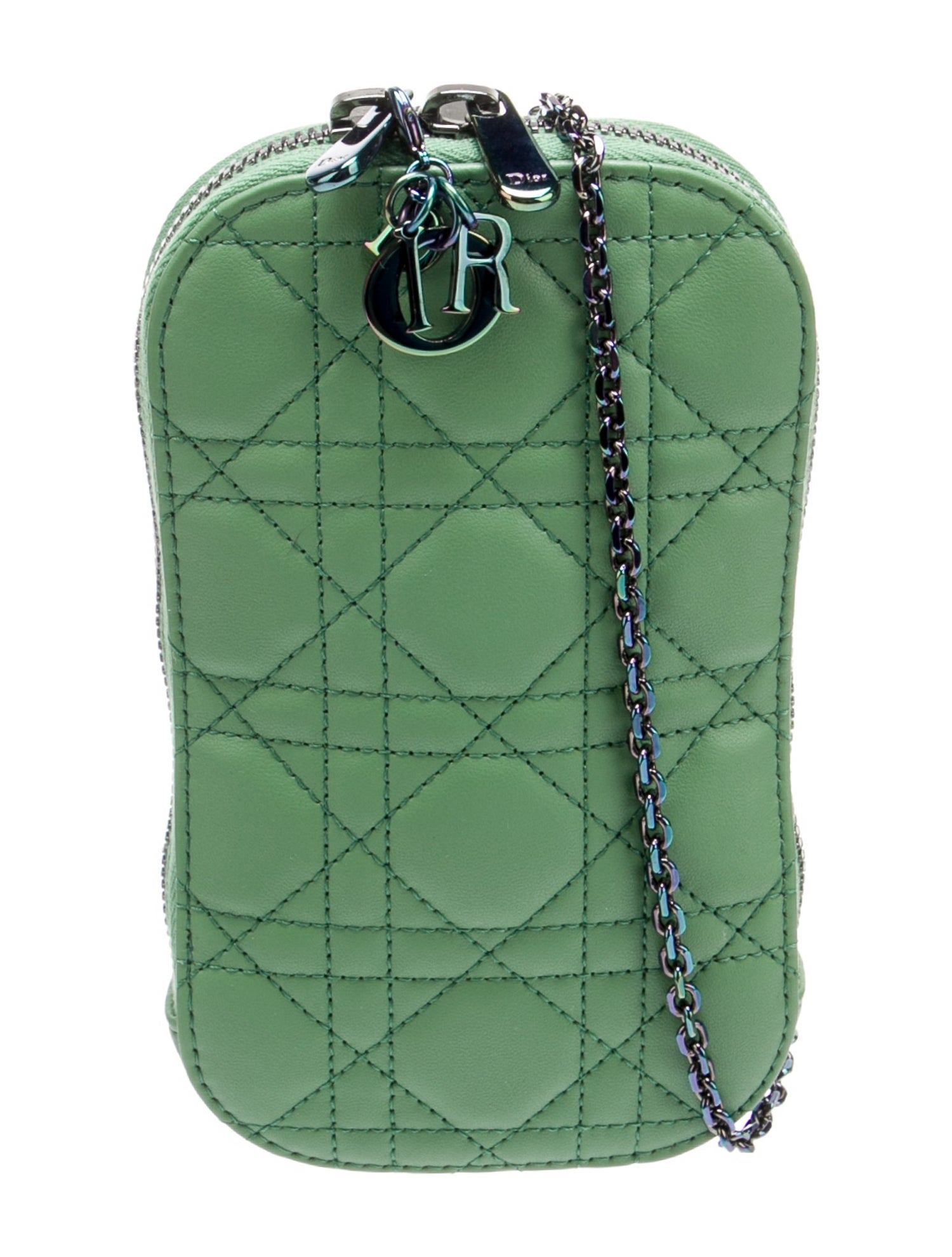 Christian Dior 2022 Cannage Lady Dior Phone Pouch - Green Crossbody ...