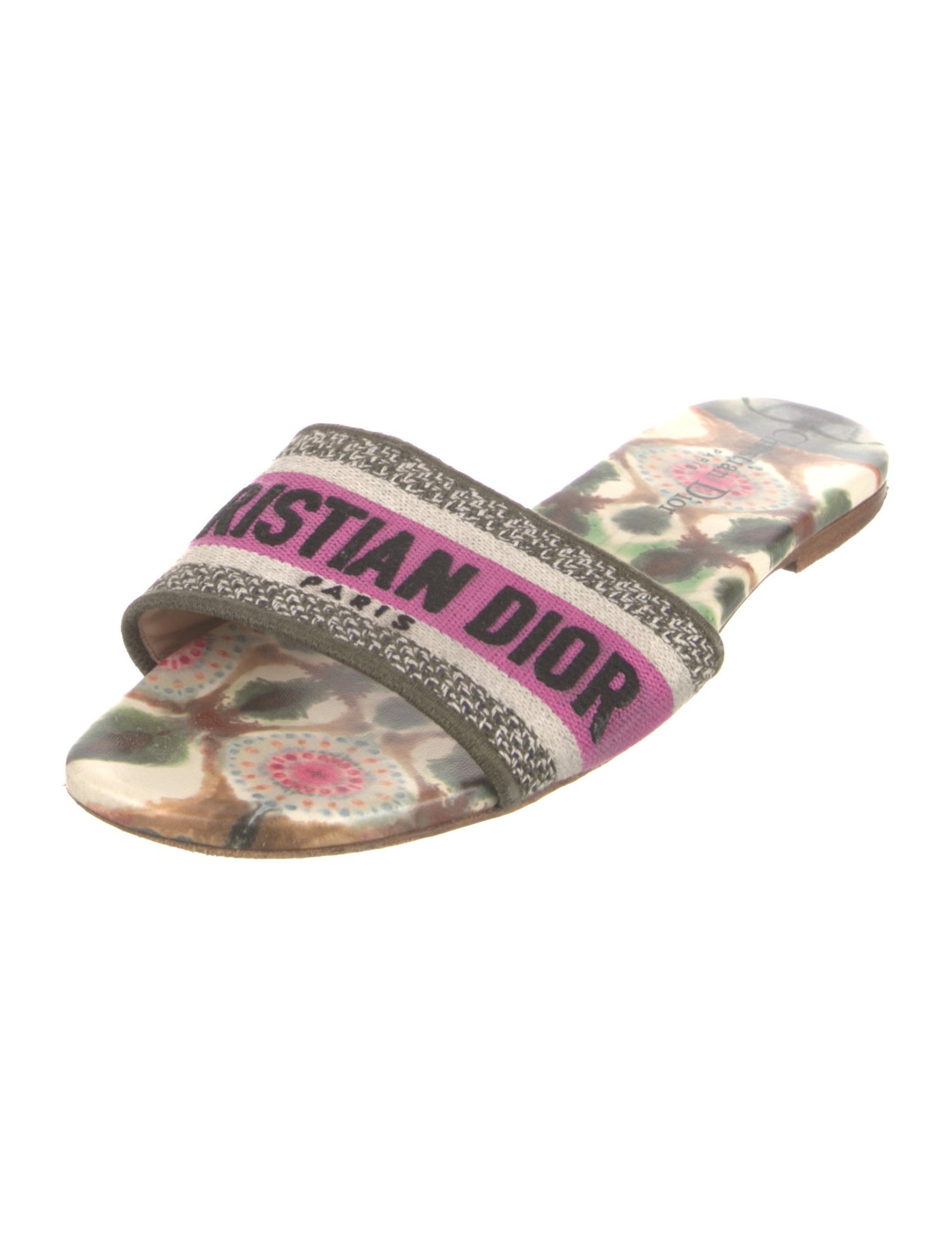 Christian Dior Canvas Printed Slides - White Sandals, Shoes - CHR431050 ...