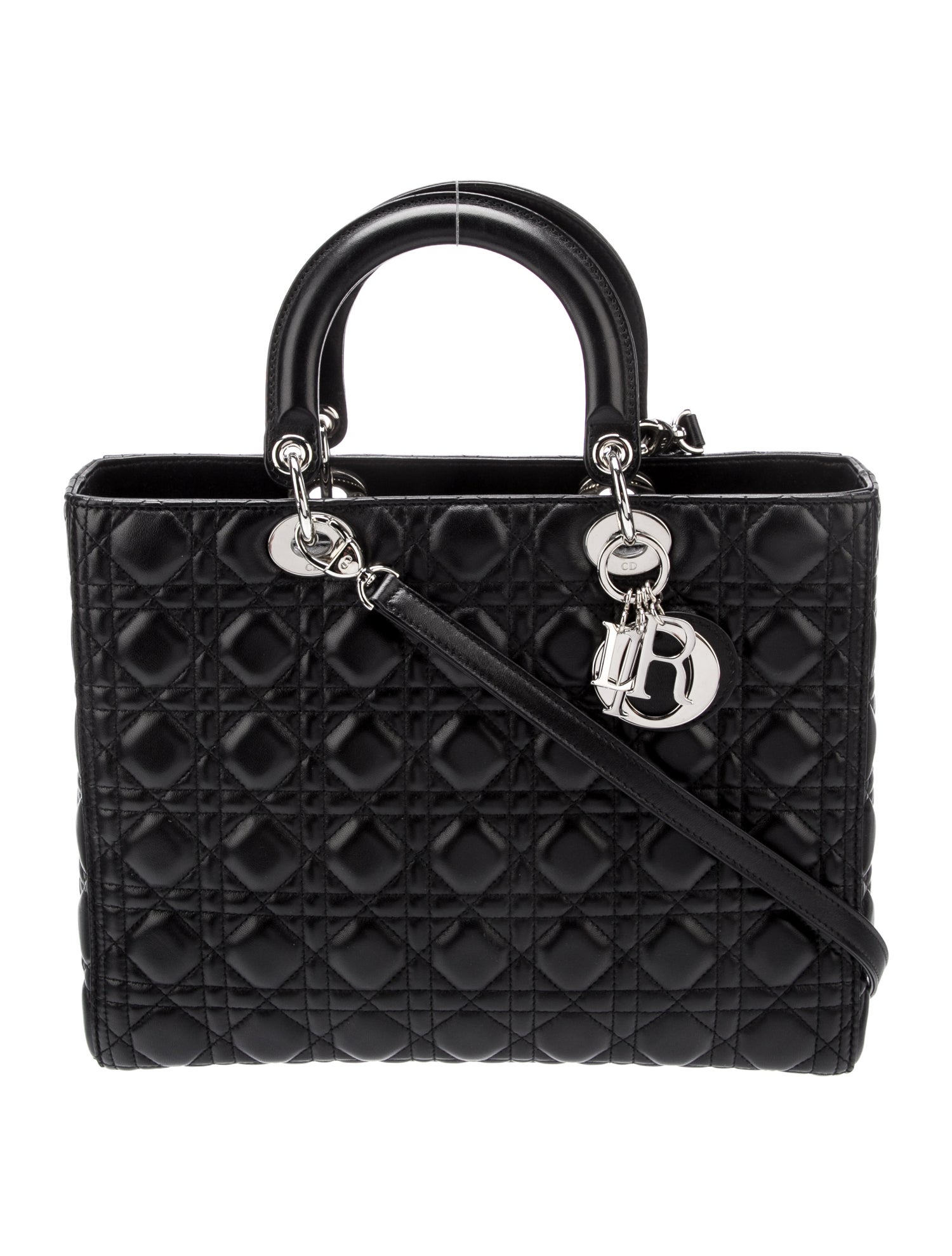 Christian Dior Nylon Lady Dior Medium Cannage Pattern Vintage - Black ...