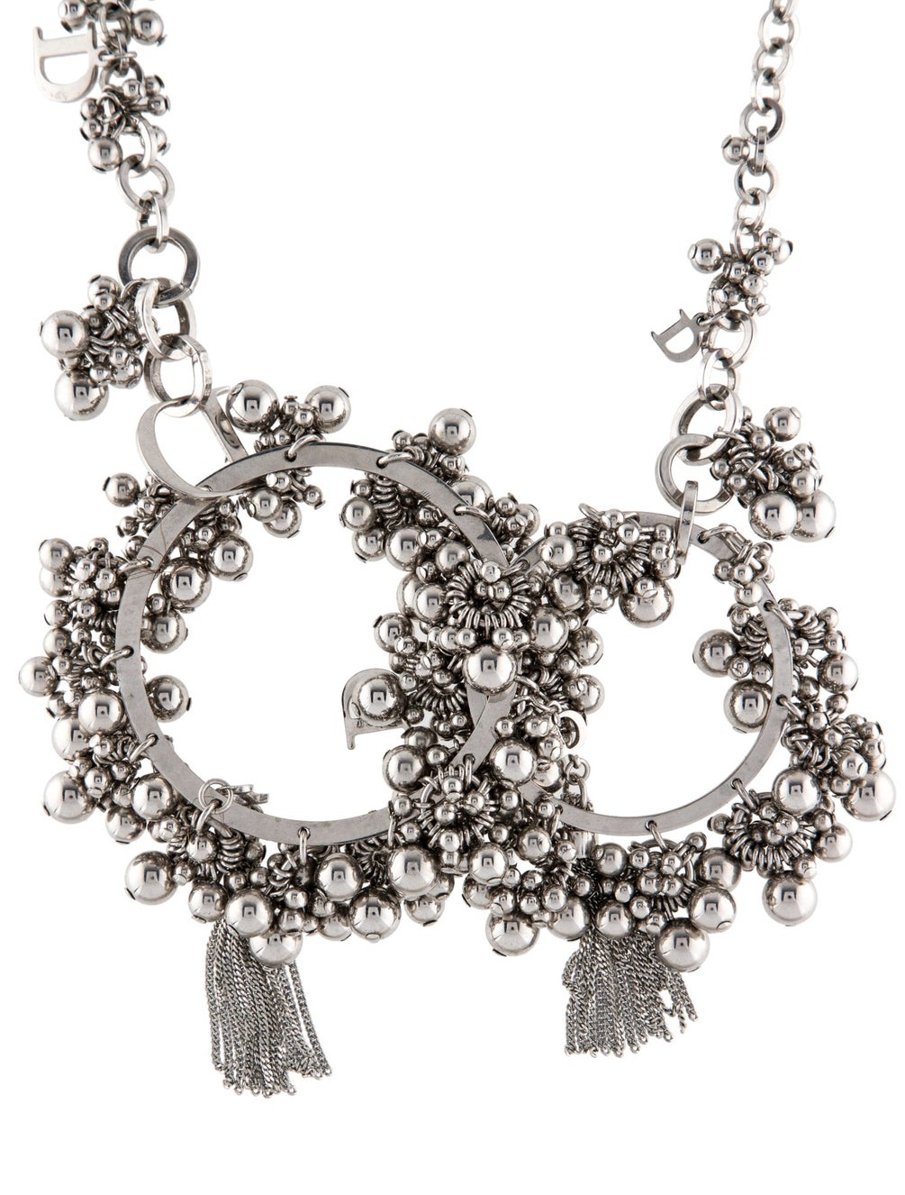 Christian Dior Interlocking Ring Tassel Embellished Cluster Necklace ...