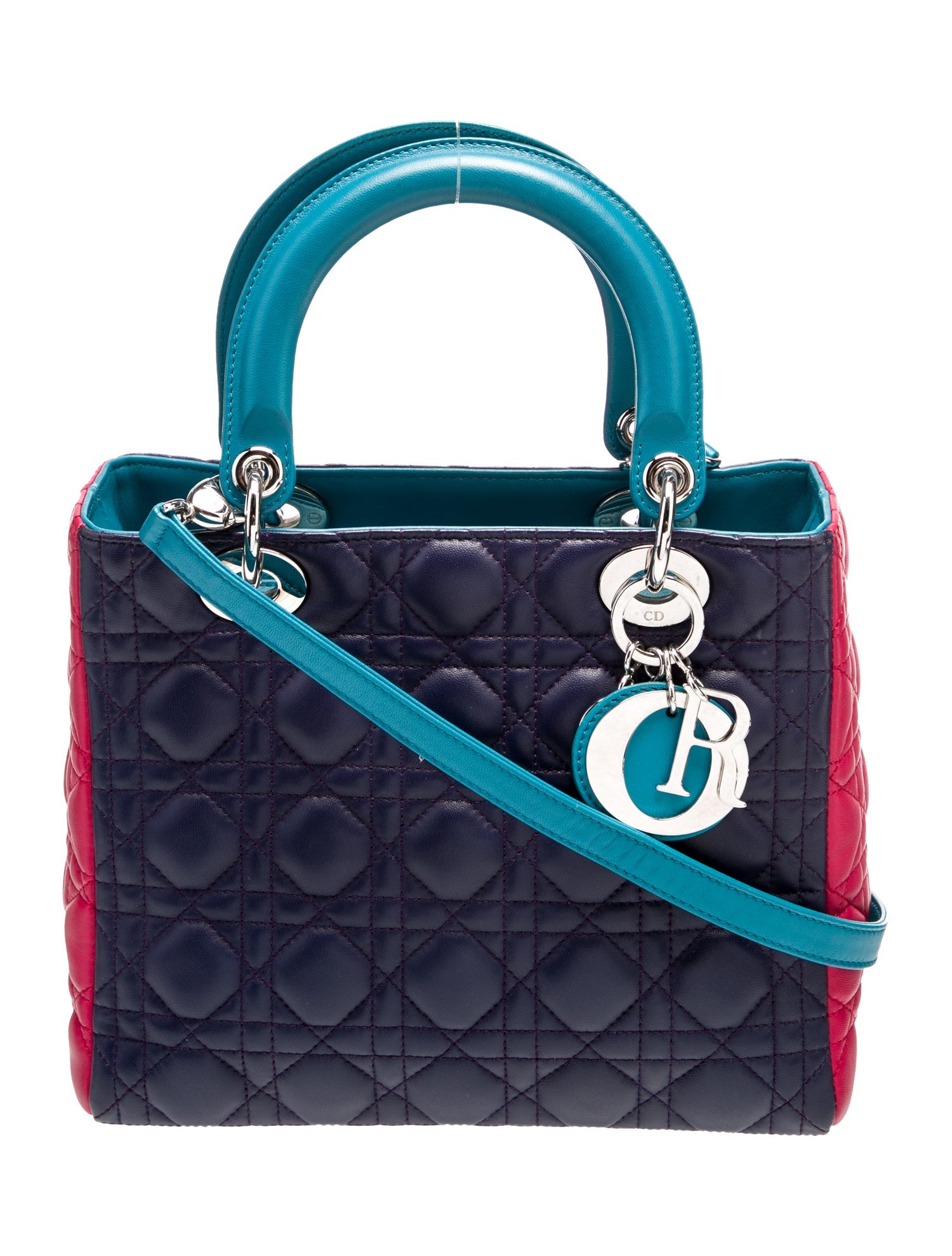 Christian Dior Medium Tricolor Lady Dior Bag - Blue Handle Bags ...