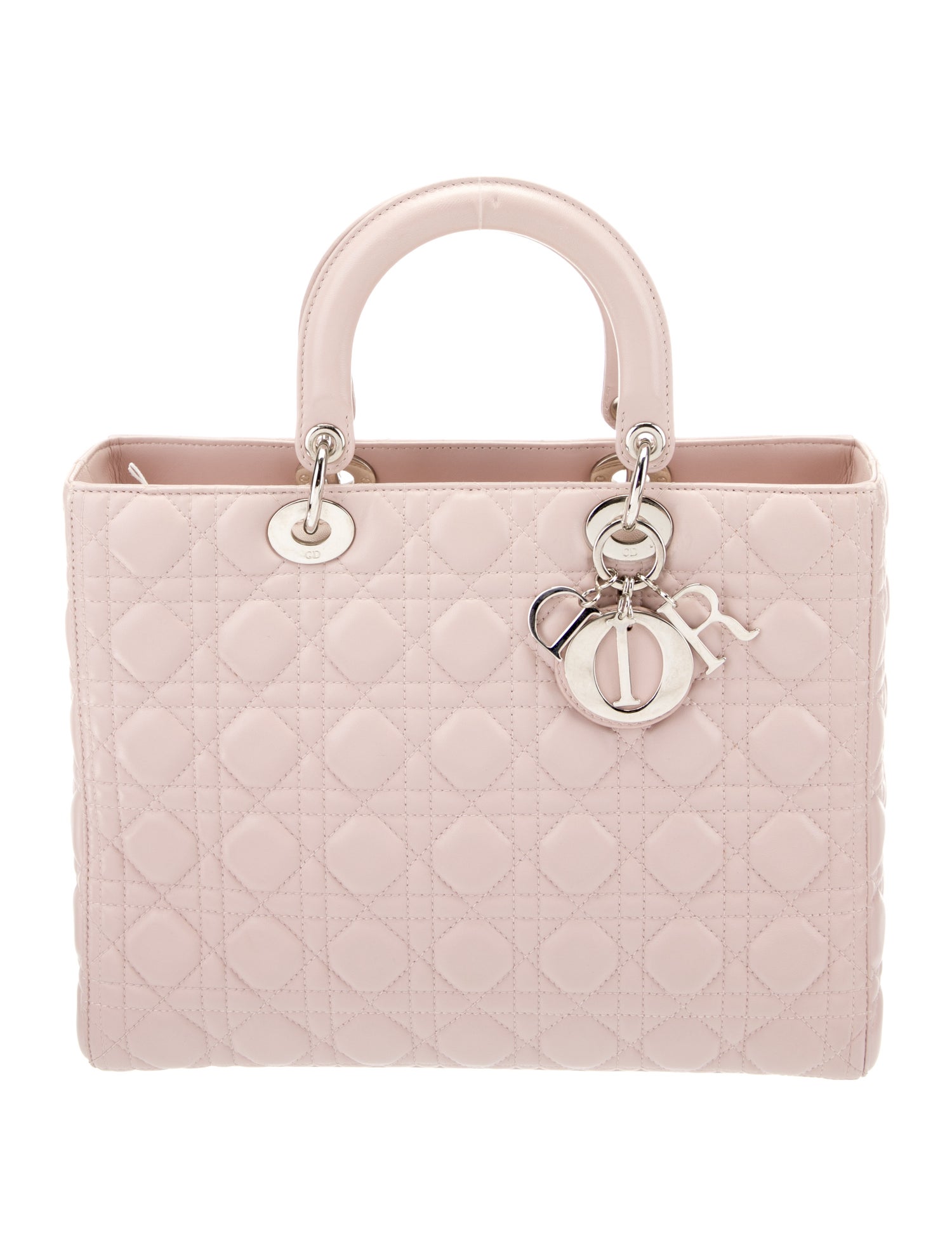 Christian Dior Large Cannage Lady Dior Bag - White Handle Bags ...