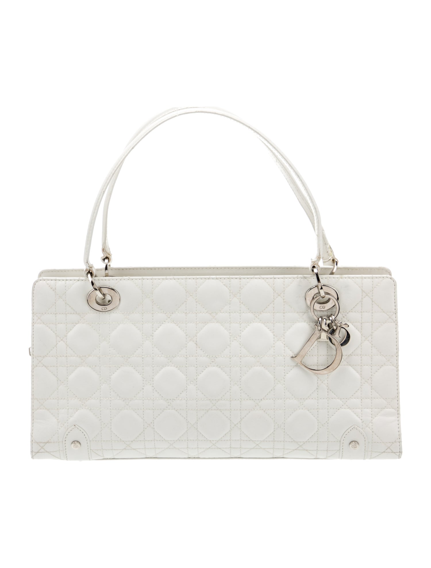 Christian Dior Vintage East West Lady Dior - White Handle Bags ...