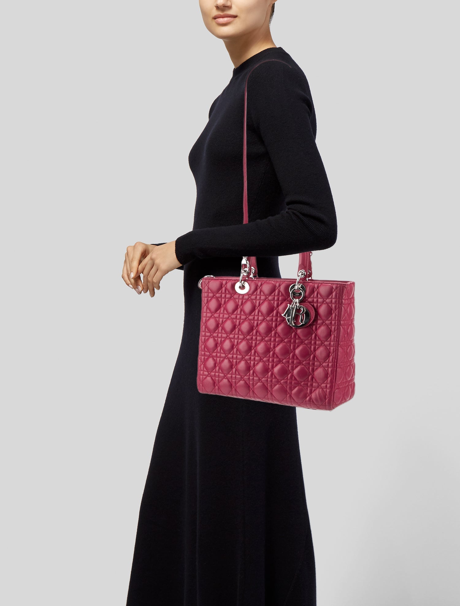 Christian Dior Medium Lady Dior - Red Handle Bags, Handbags - CHR431773 ...