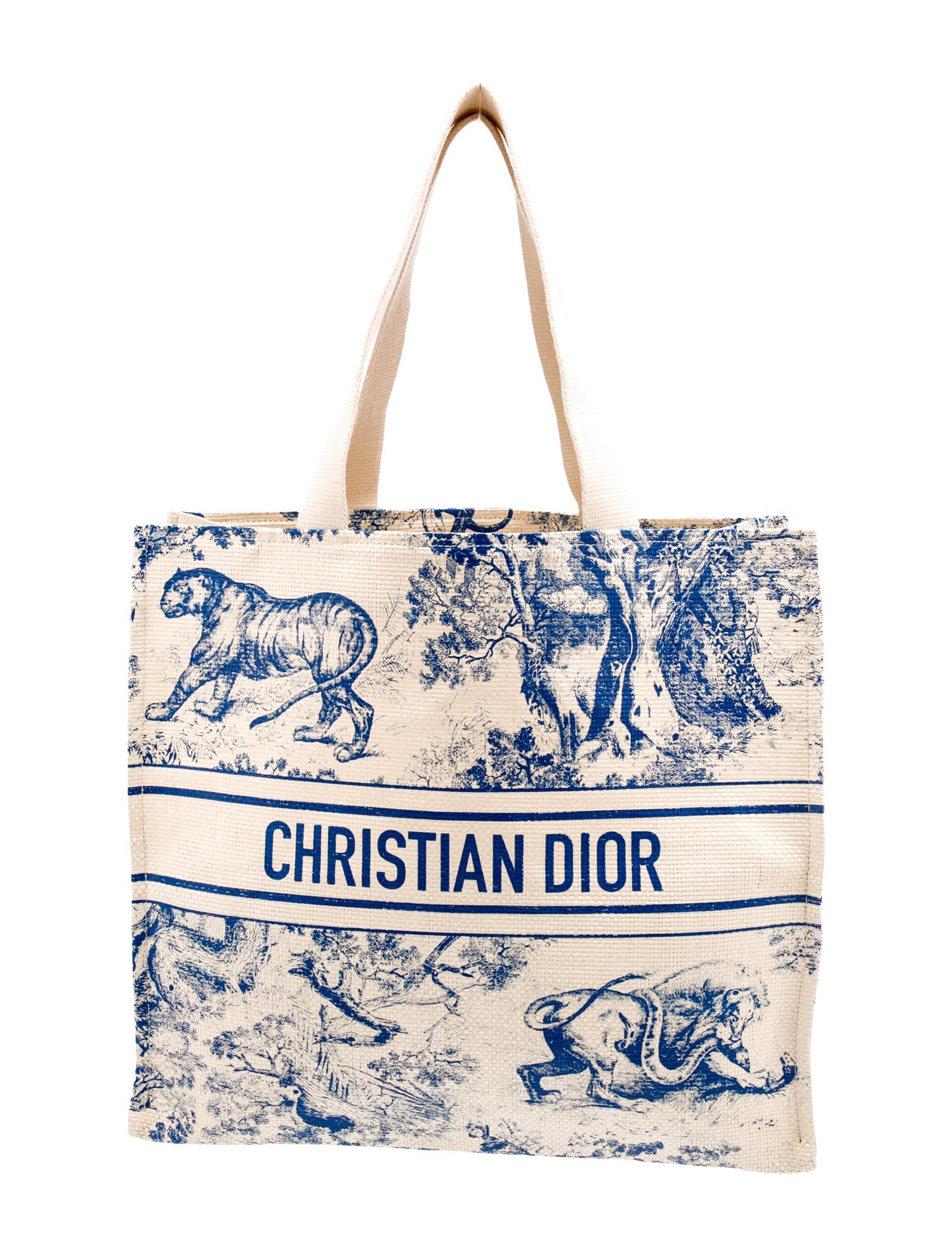 Christian Dior Straw Toile De Jouy Dioriviera Tote - Neutrals Totes ...
