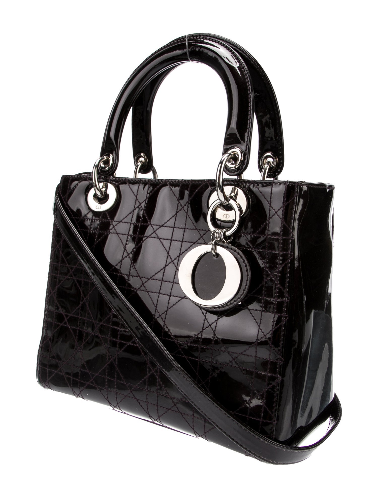 Christian Dior Mini Satin Cannage Lady Dior Bag - Black Handle Bags ...