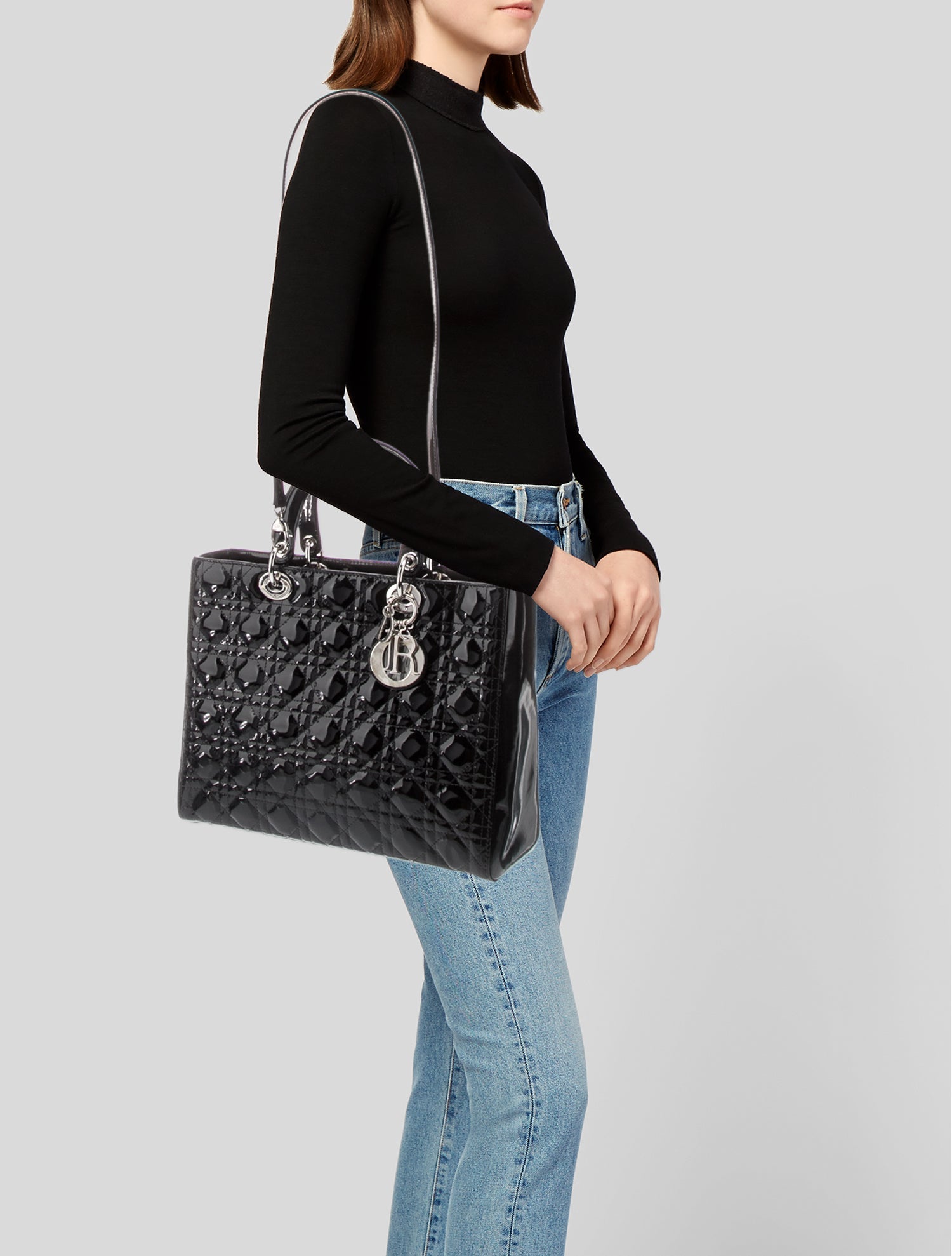 Christian Dior Large Cannage Lady Dior Bag - Black Handle Bags ...