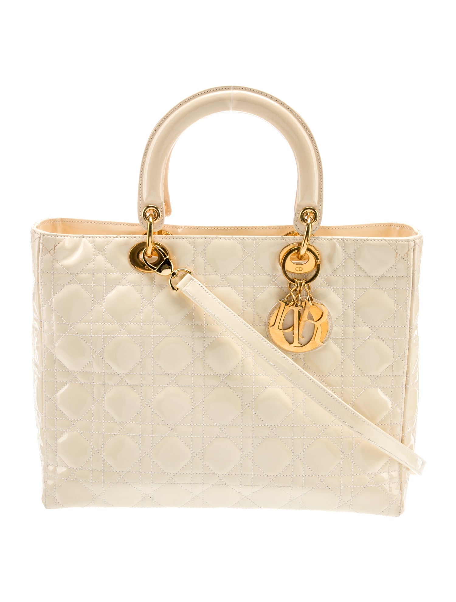 Christian Dior Cannage Pattern Lady Dior - Neutrals Handle Bags ...