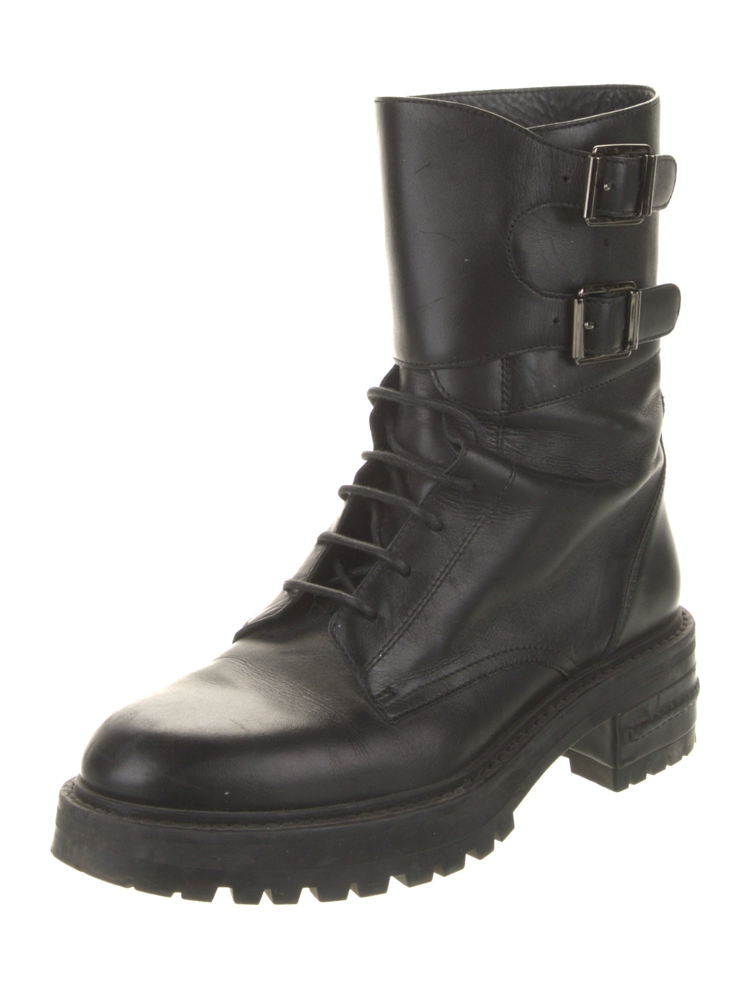 Valentino Leather Combat Boots - Black Boots, Shoes - VAL425375 | The ...
