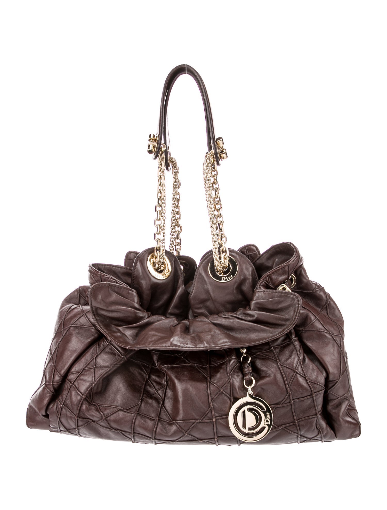 Christian Dior Cannage Pattern Shoulder Bag - Brown Shoulder Bags ...