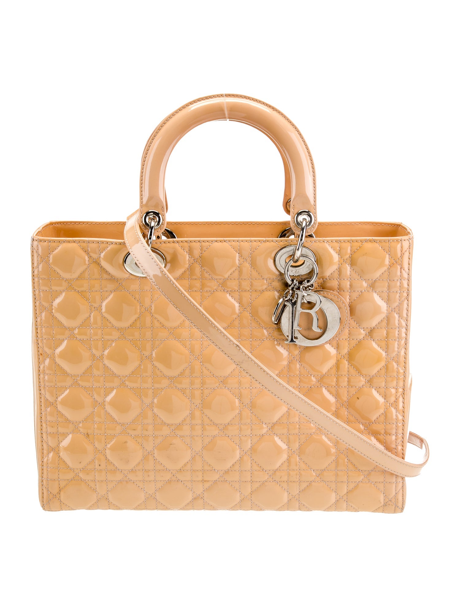 Christian Dior Cannage Pattern Lady Dior Large - Neutrals Handle Bags ...