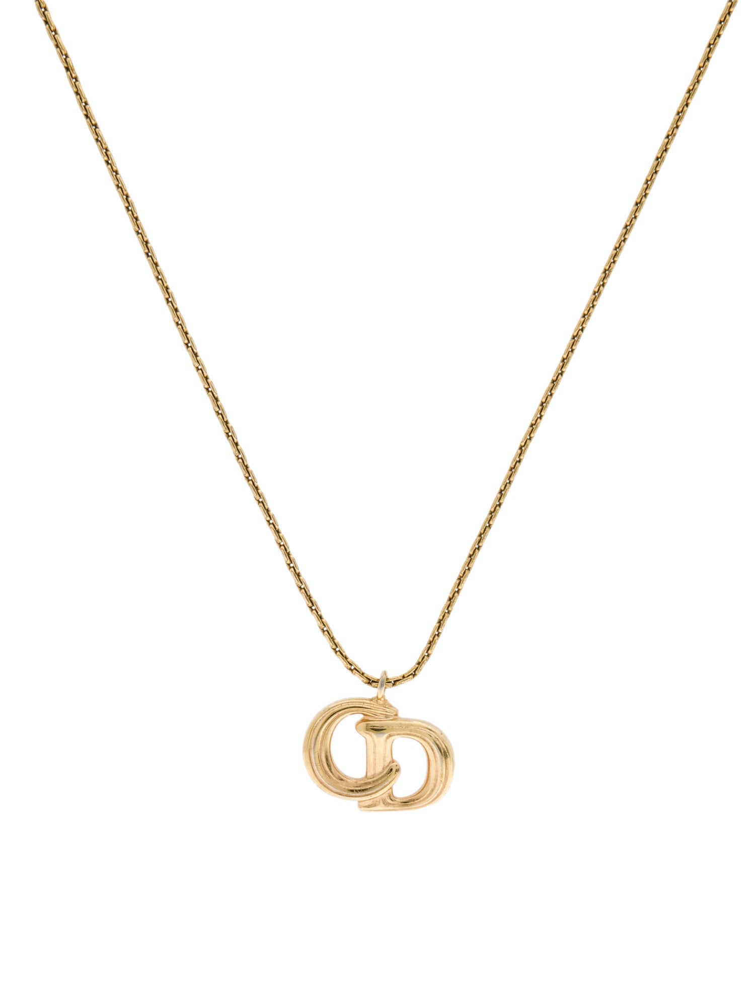 Christian Dior Vintage CD Pendant Necklace - Gold-Plated Pendant ...