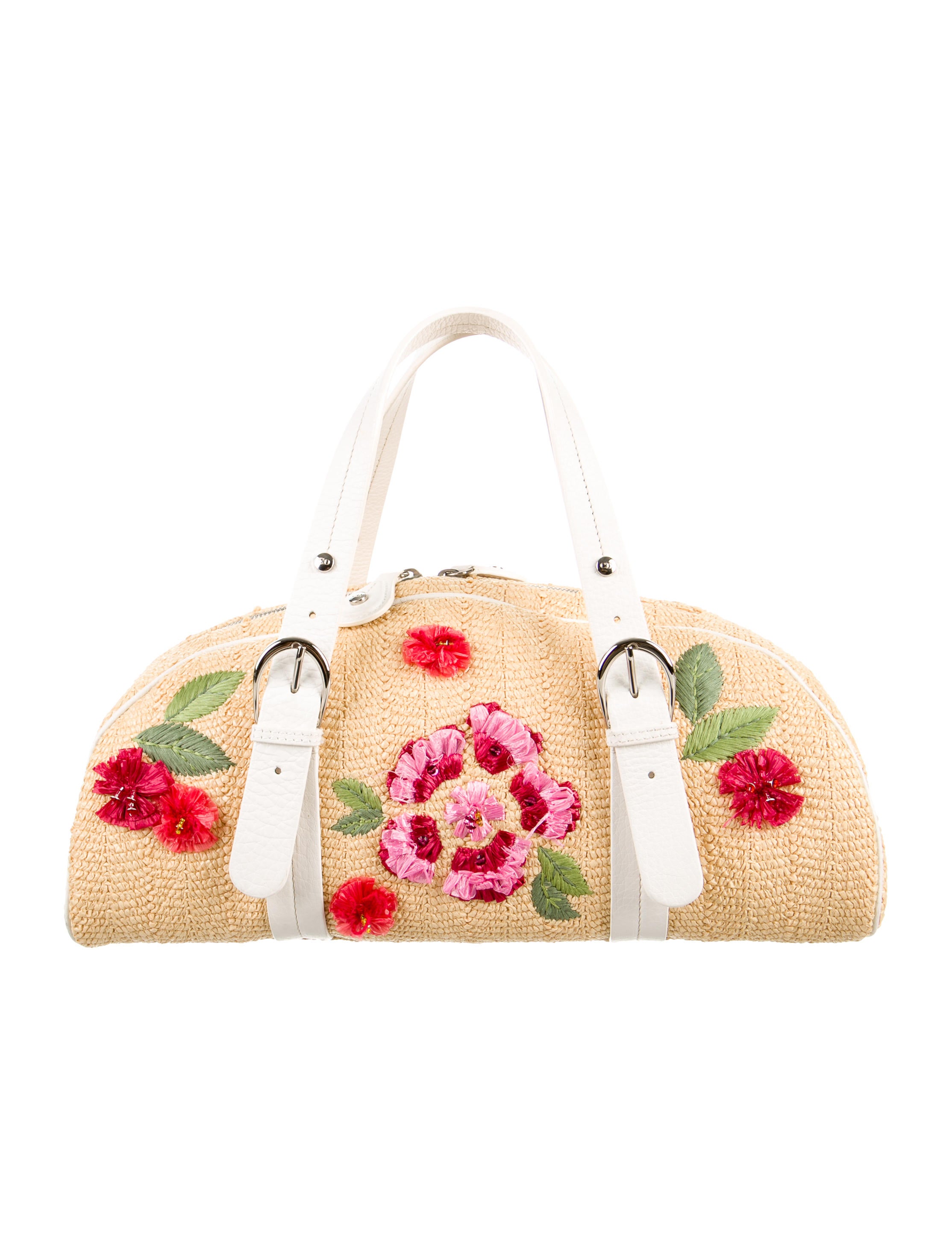 Christian Dior Floral Raffia Bowler Bag - Handbags - CHR44806 | The ...