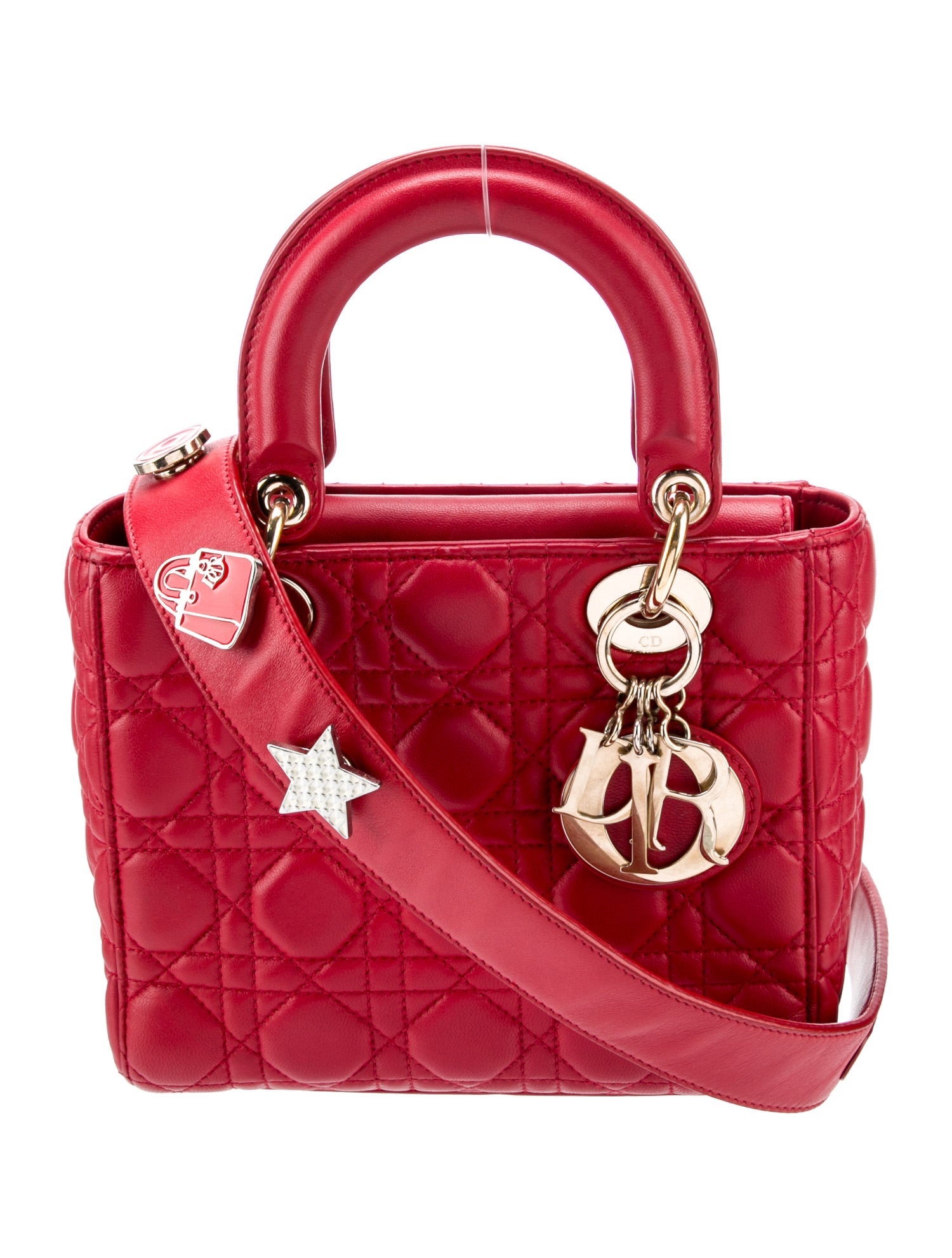 Christian Dior Cannage Lady Dior Mini - Red Handle Bags, Handbags ...