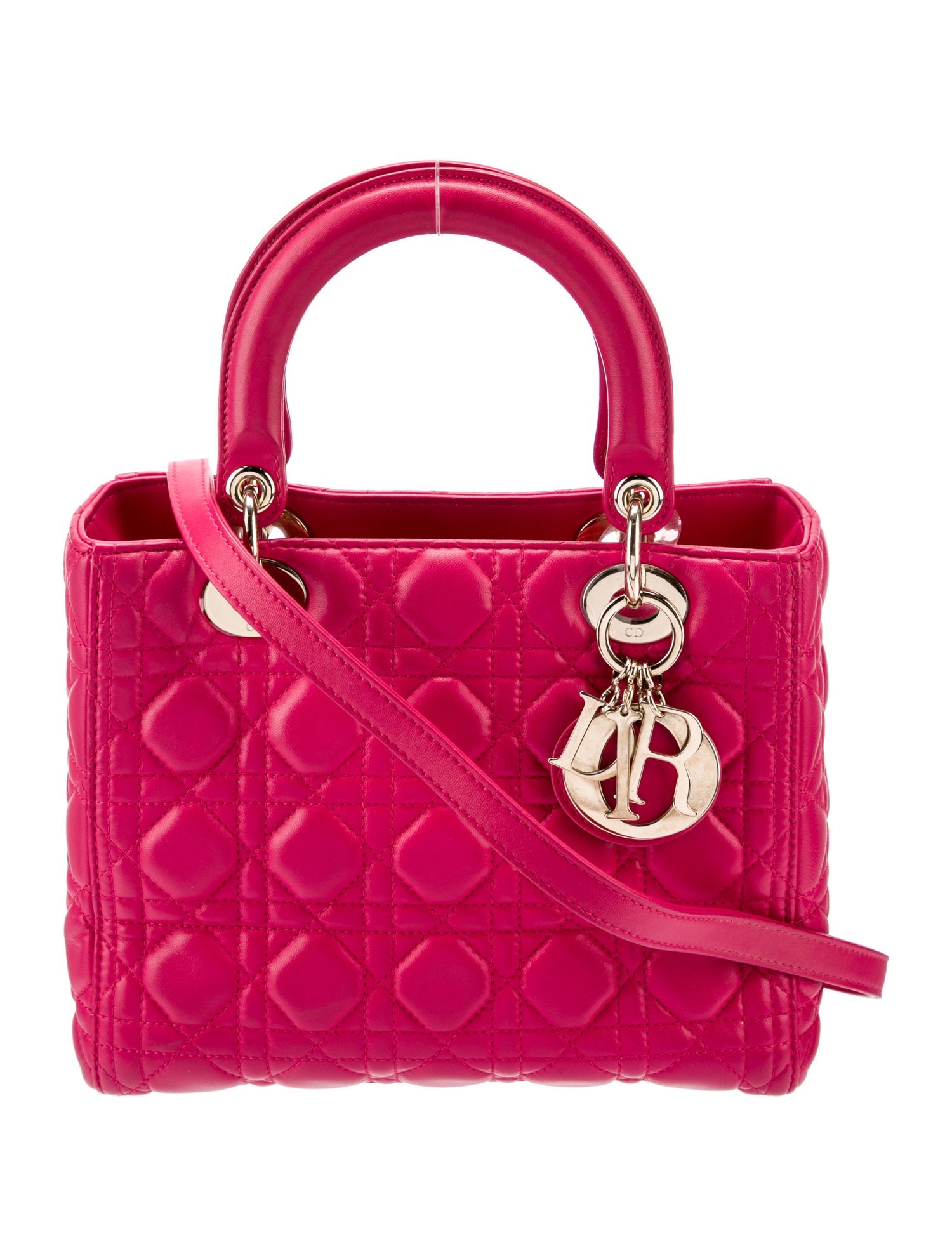 Christian Dior Cannage Lady Dior - Pink Handle Bags, Handbags ...
