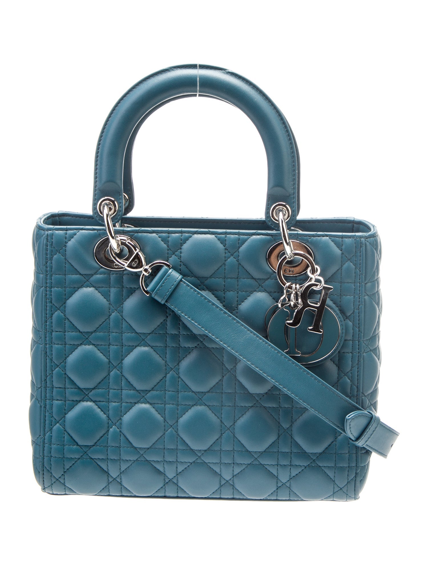 Christian Dior Bicolor Medium Cannage Lady Dior Bag - Blue Handle Bags ...