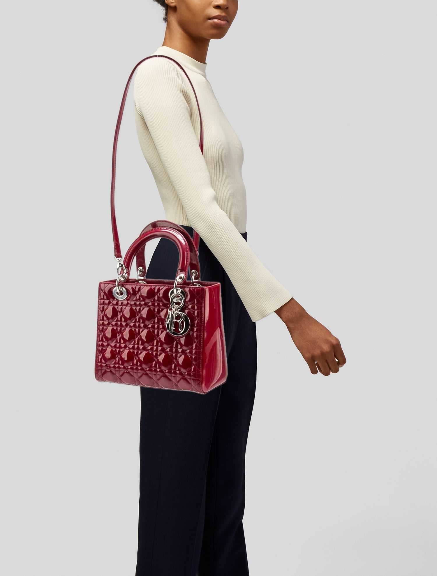 Christian Dior Large Lady Dior Bag - Red Handle Bags, Handbags ...