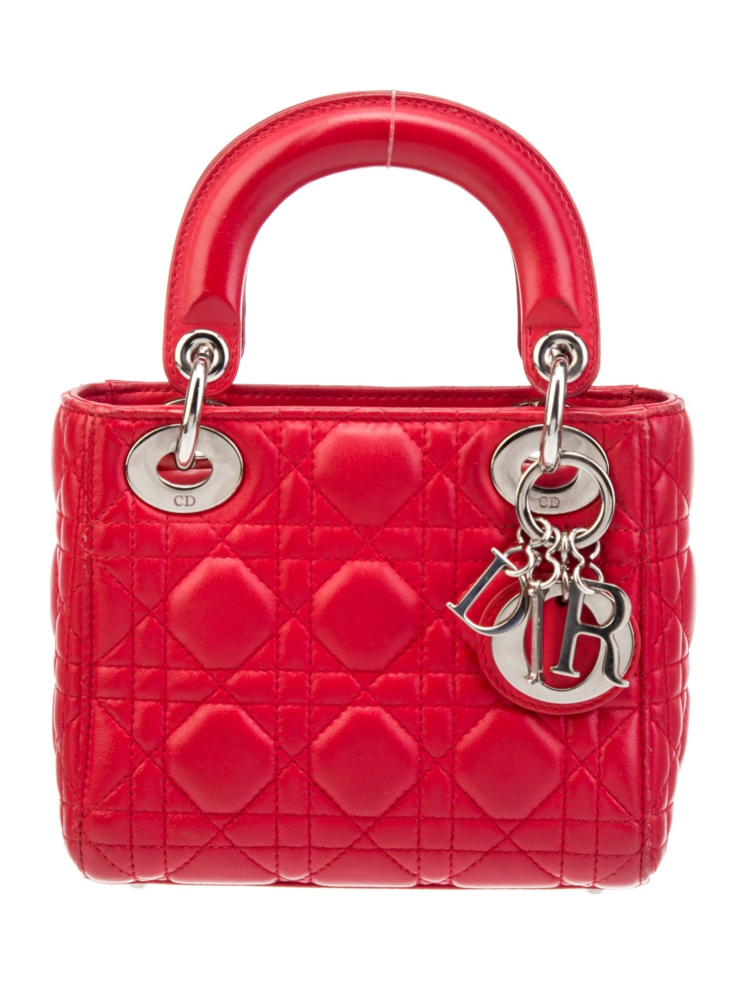 Christian Dior Large Cannage Lady Dior Bag - Red Handle Bags, Handbags ...