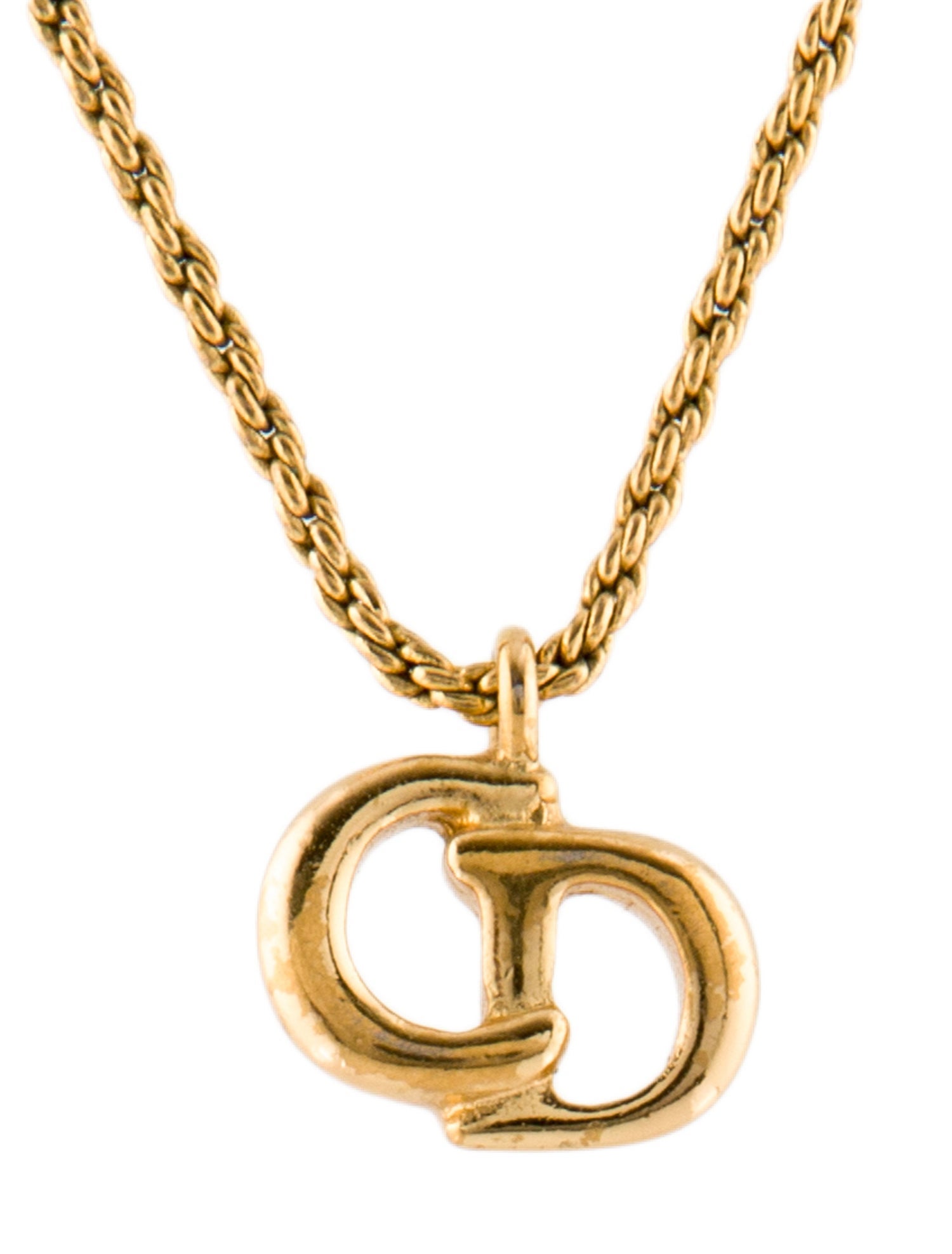Christian Dior Vintage CD Pendant Necklace Gold Plated Pendant Necklace Necklaces CHR454386 The RealReal