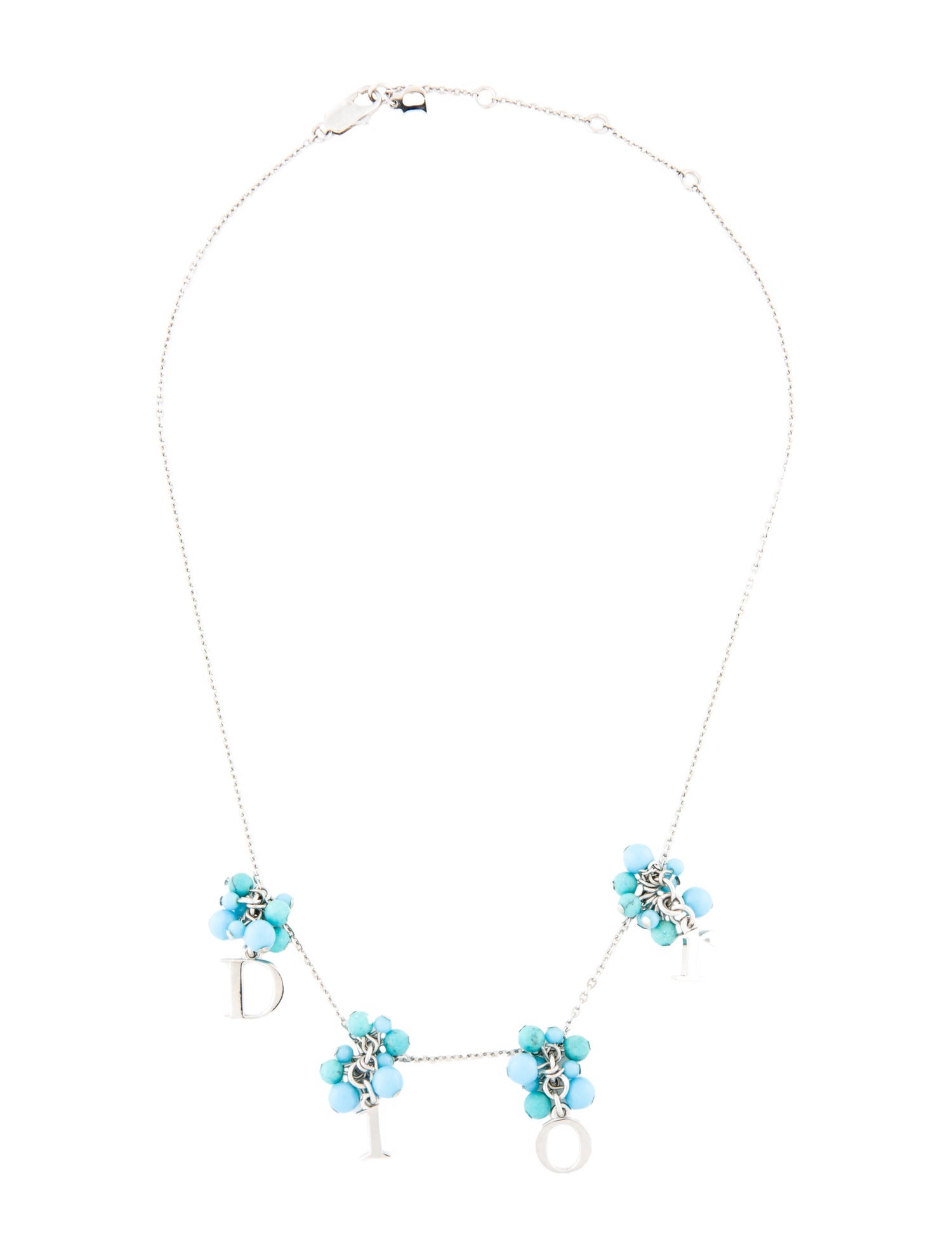 Christian Dior Resin Beaded 'DIOR' Collar Necklace - Palladium-Plated ...