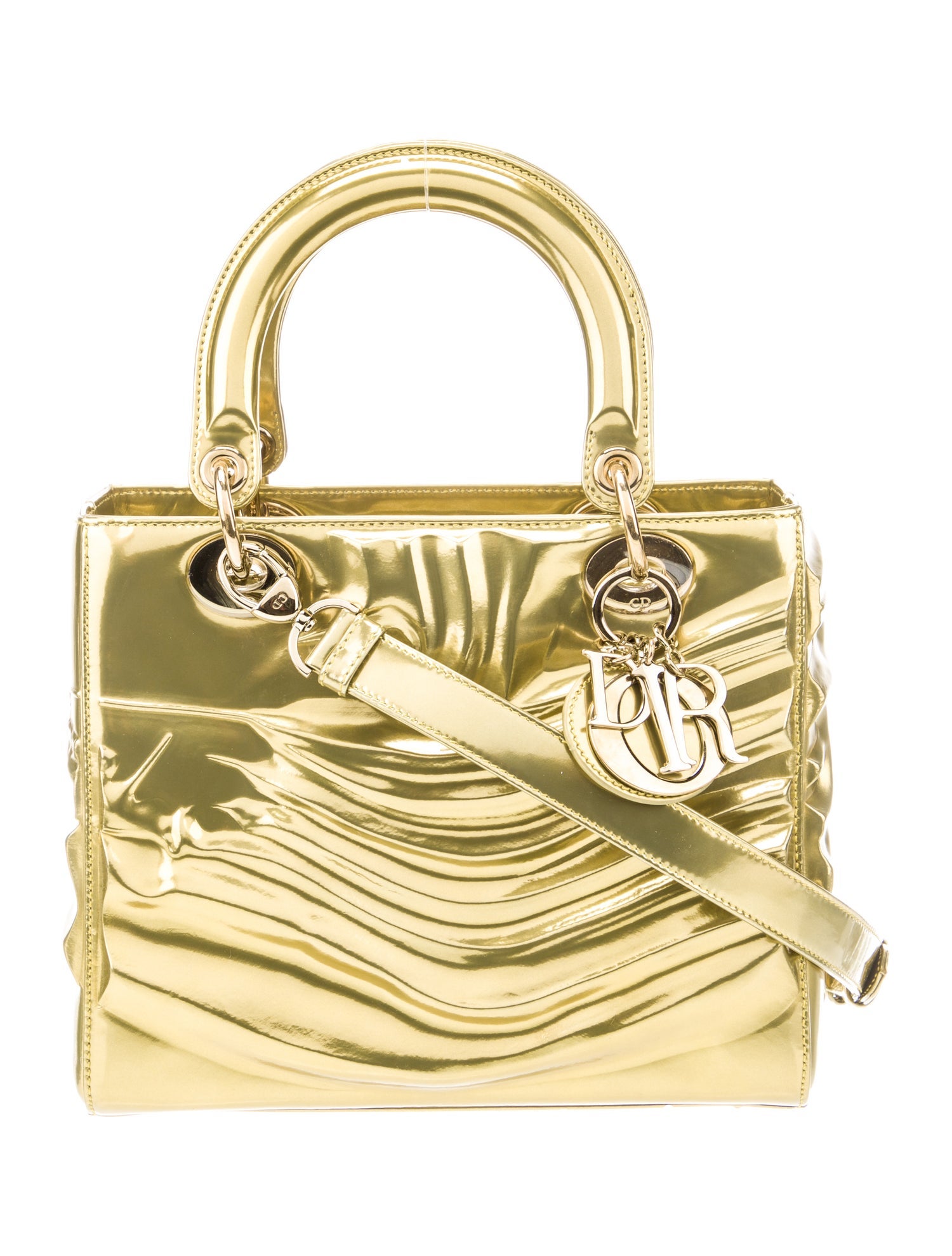 Christian Dior Patent Leather Lady Dior - Gold Handle Bags, Handbags ...