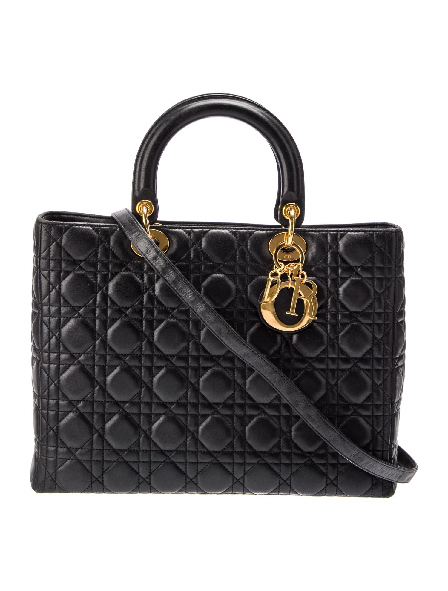 Christian Dior Large Cannage Lady Dior - Black Handle Bags, Handbags ...