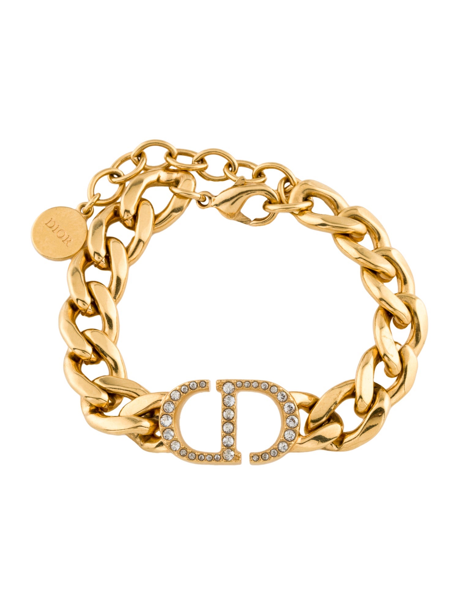 Christian Dior Crystal 30 Montaigne Bracelet Gold Plated Link Bracelets CHR458930 The RealReal