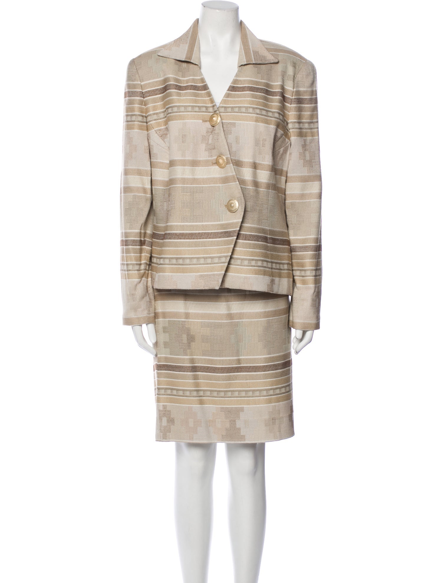 Christian Dior Vintage Striped Skirt Suit - Neutrals Suits and Sets ...