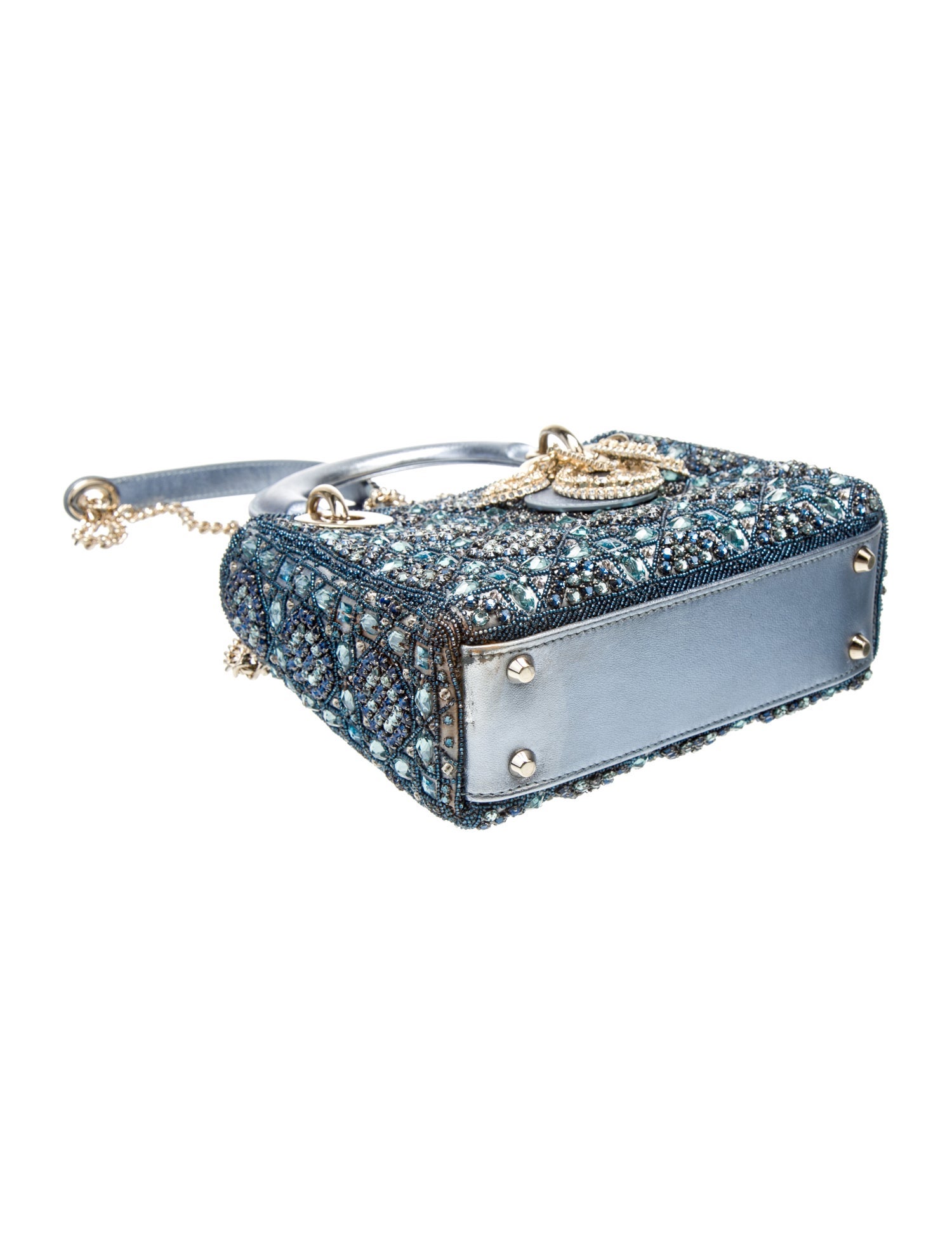 Christian Dior Crystal Top Handle Bag Mini 2022 - Blue Handle Bags ...