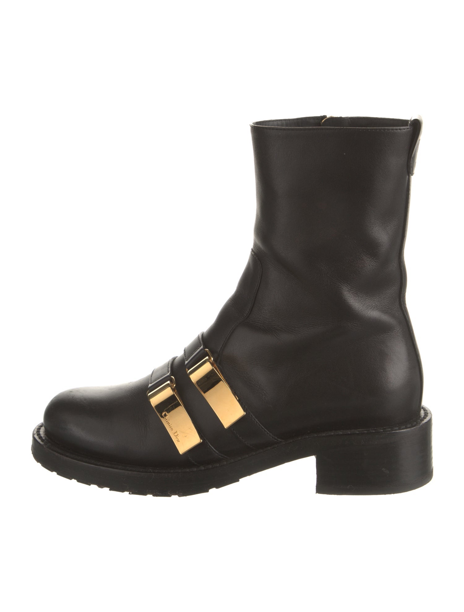 Christian Dior Leather Moto Boots - Black Boots, Shoes - CHR460711 ...