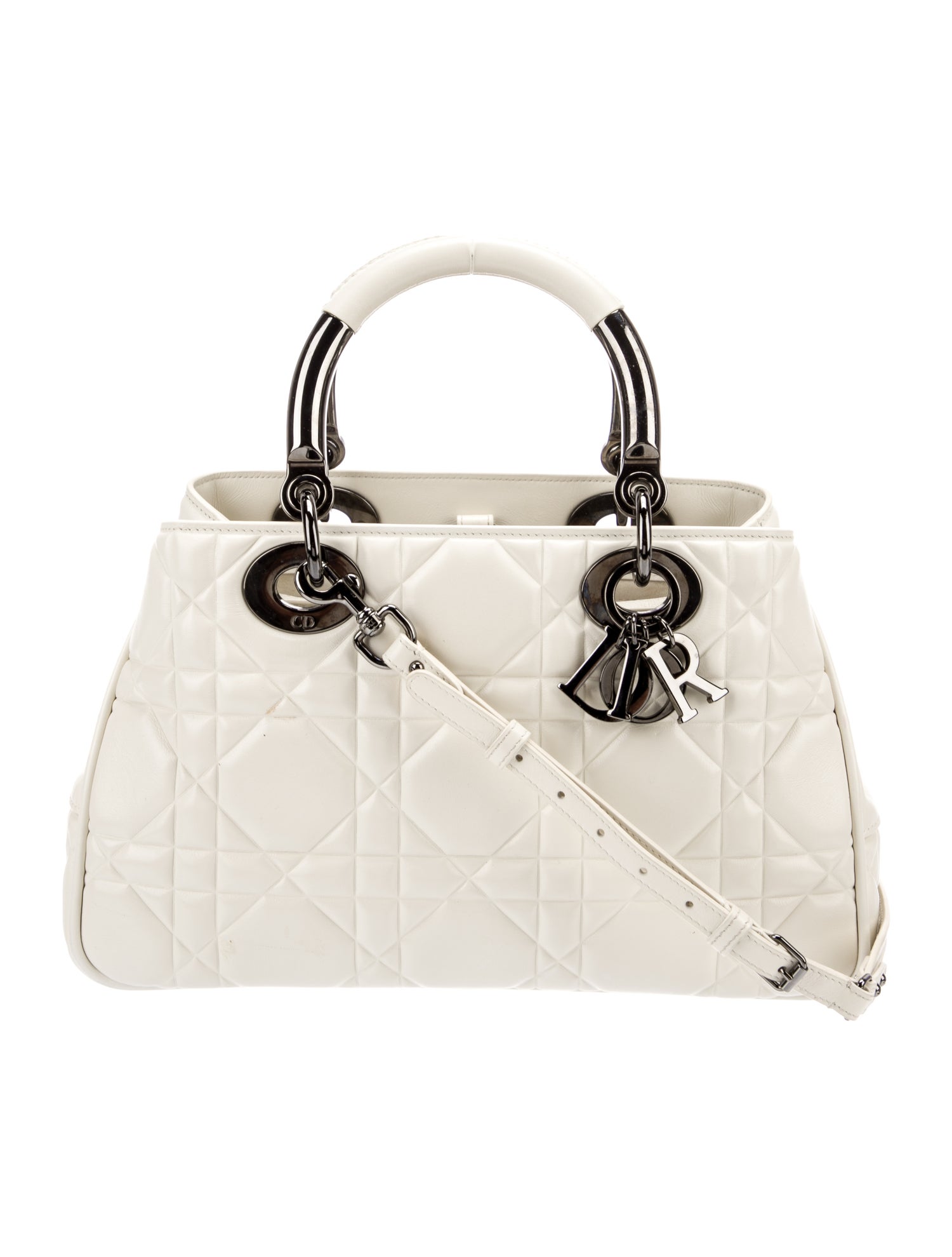 Christian Dior Leather Lady Dior - White Handle Bags, Handbags ...