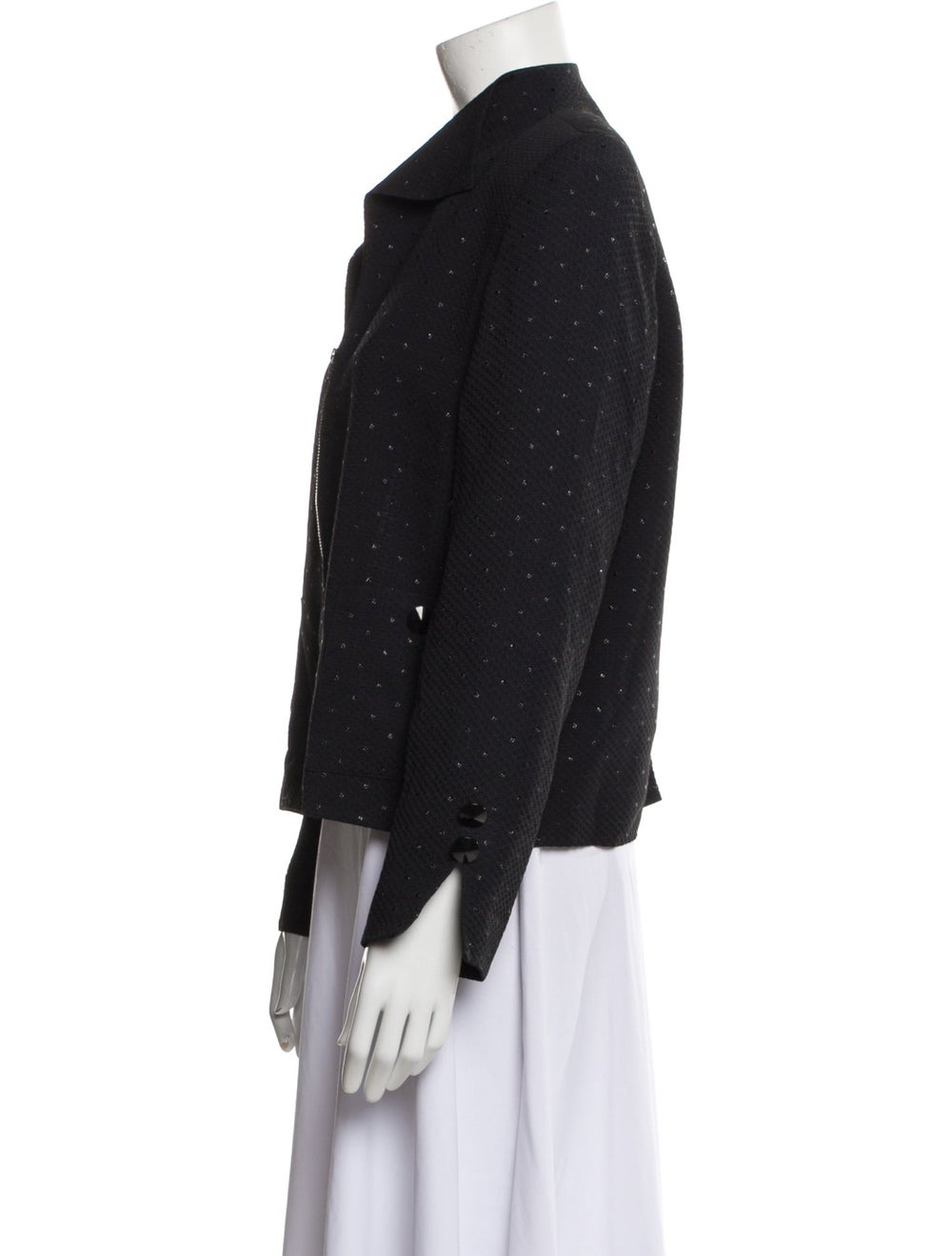 Christian Dior Jacket Black Tweed Pattern Pointed Col… - Gem