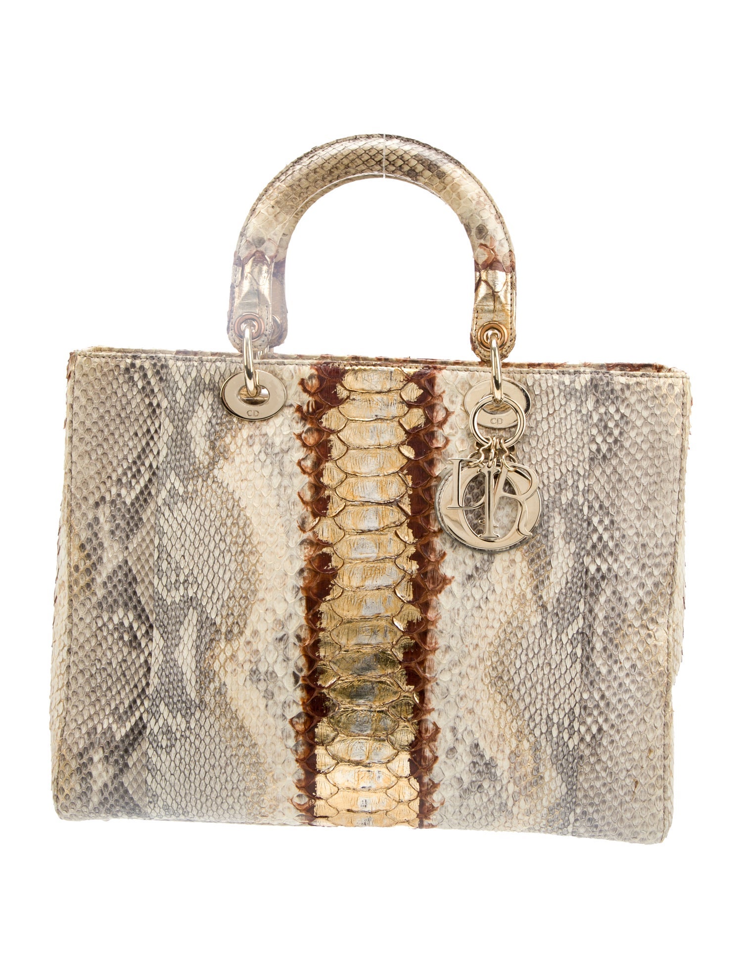Christian Dior Python Lady Dior Large - Neutrals Handle Bags, Handbags ...