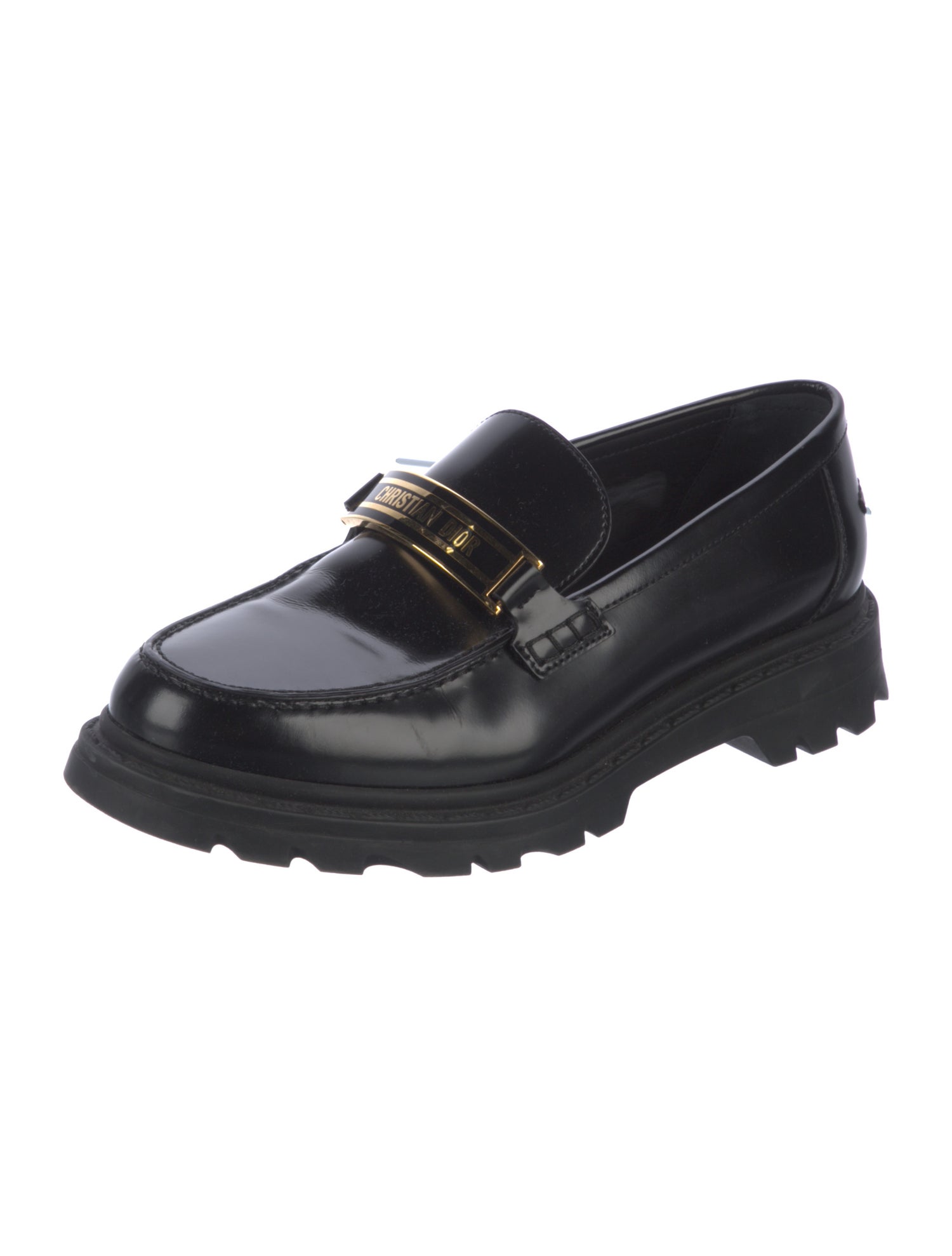 Christian Dior Signature Logo Leather Loafers - Black Flats, Shoes ...