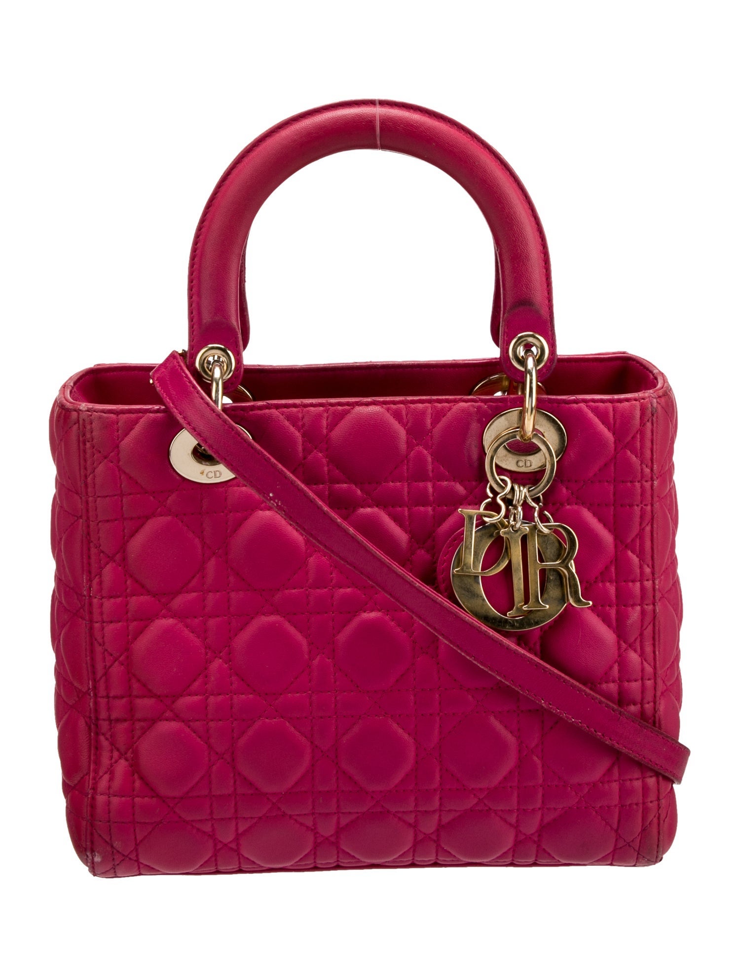 Christian Dior Medium Cannage Lady Dior Bag - Blue Handle Bags ...