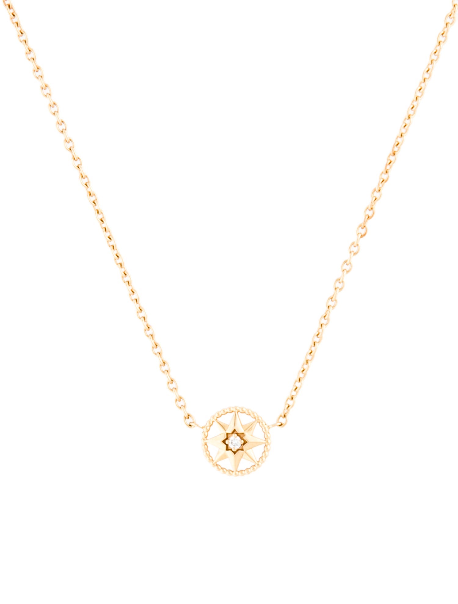 Christian Dior 18K Diamond Rose Des Vents XS Pendant Necklace - 18K ...