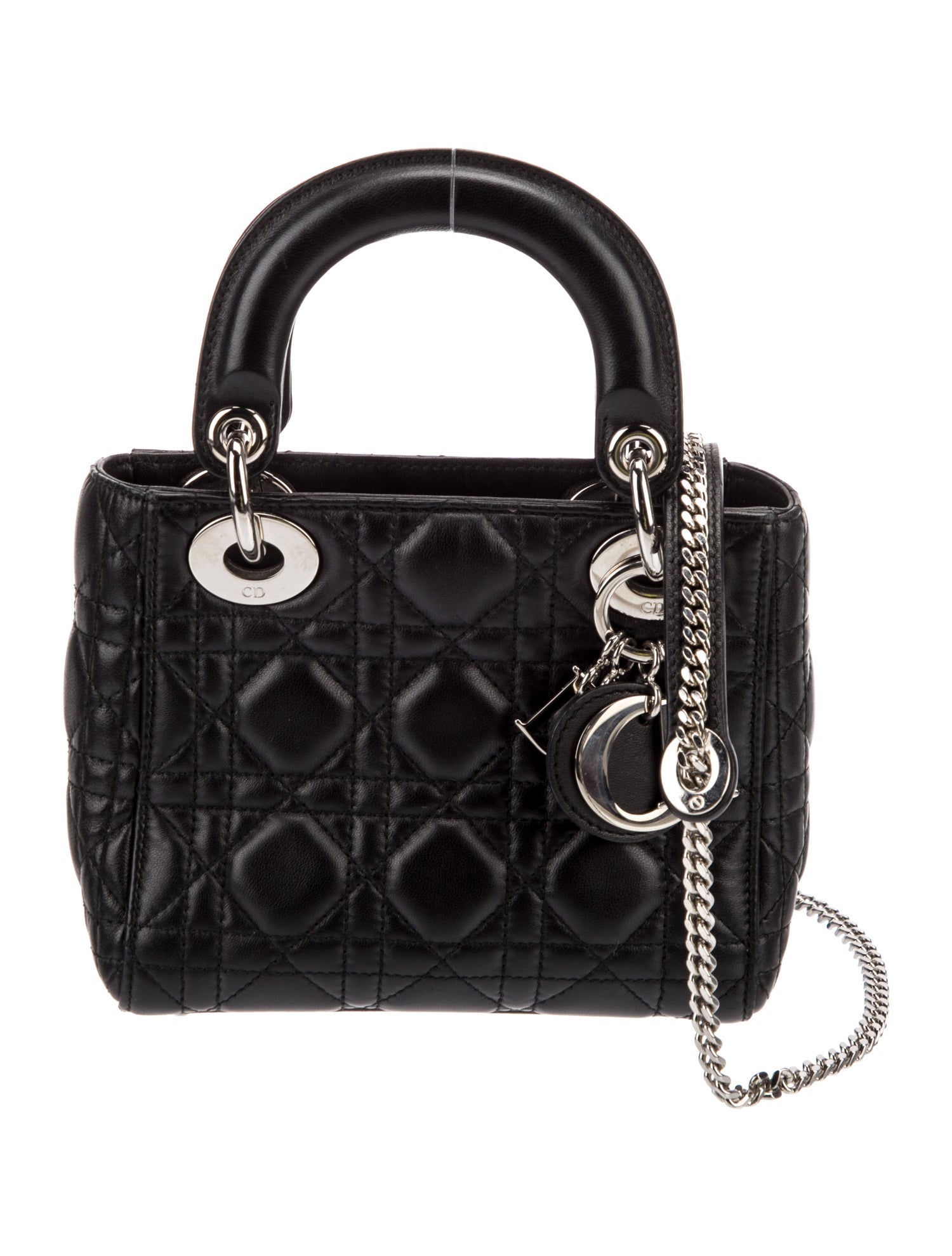 Christian Dior Patent Leather Lady Dior Medium - Black Handle Bags ...