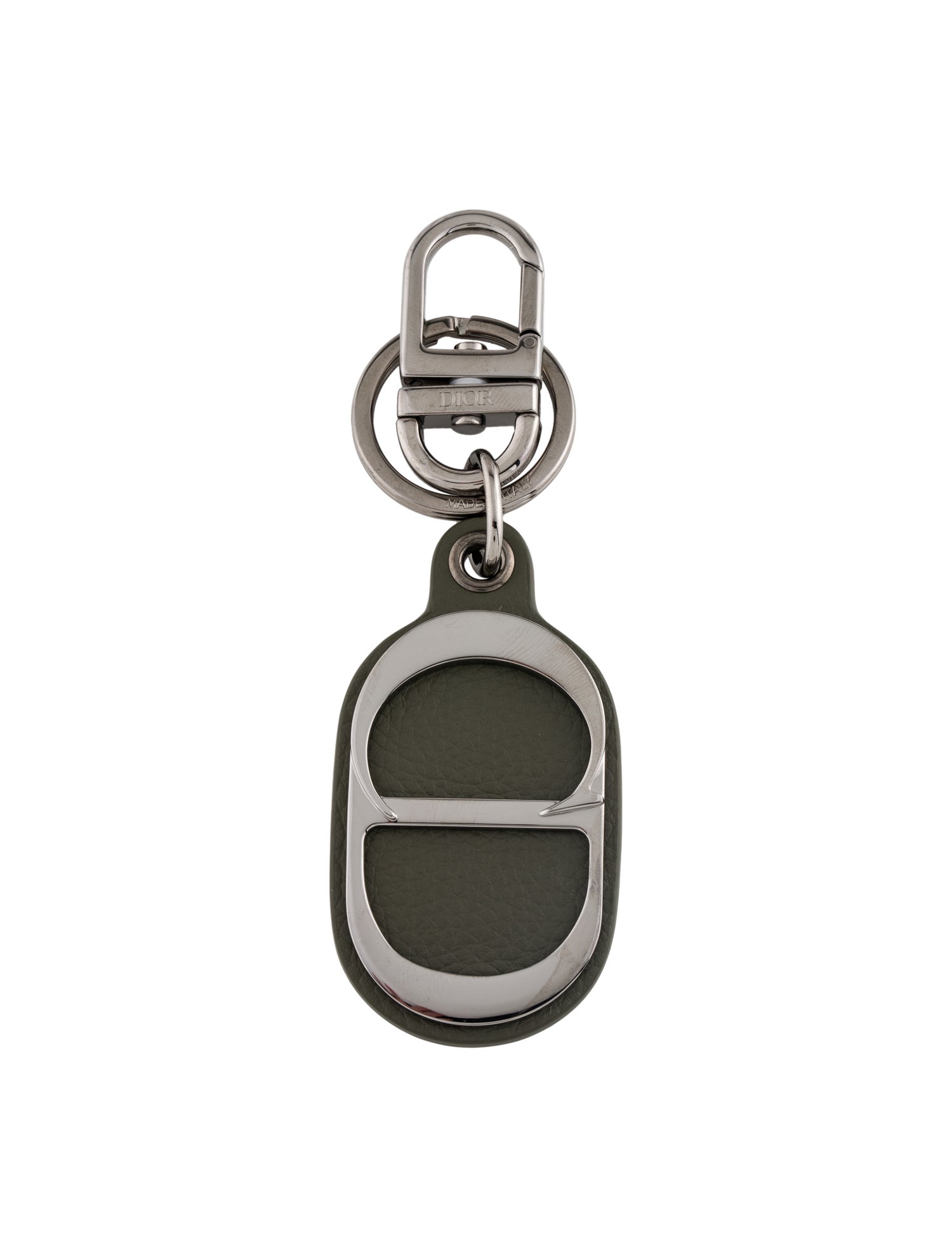 DIOR MEN Leather Logo Keychain - Green Keychains, Accessories ...