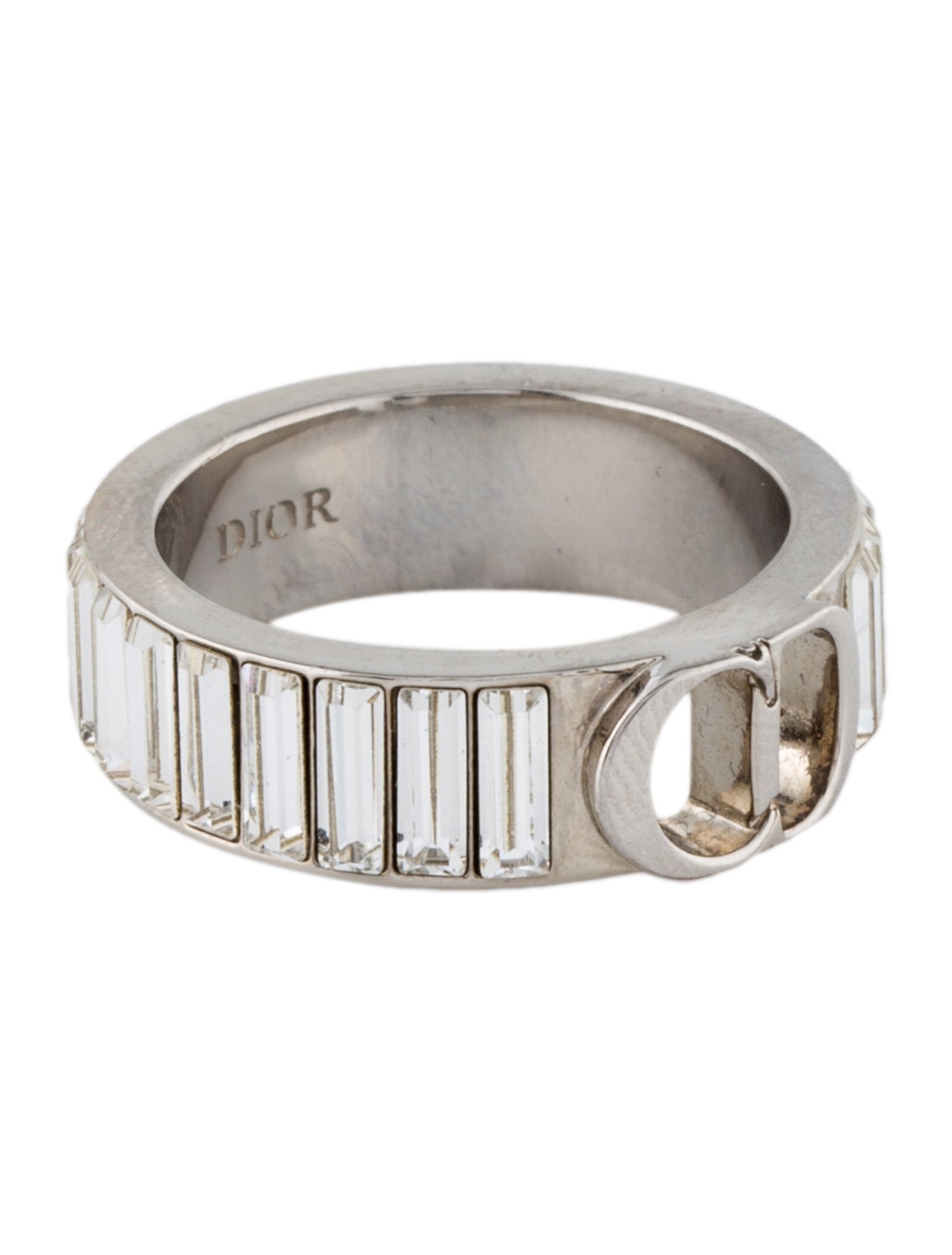Christian Dior Crystals & CD Icon Ring - Palladium-Plated Band, Rings ...