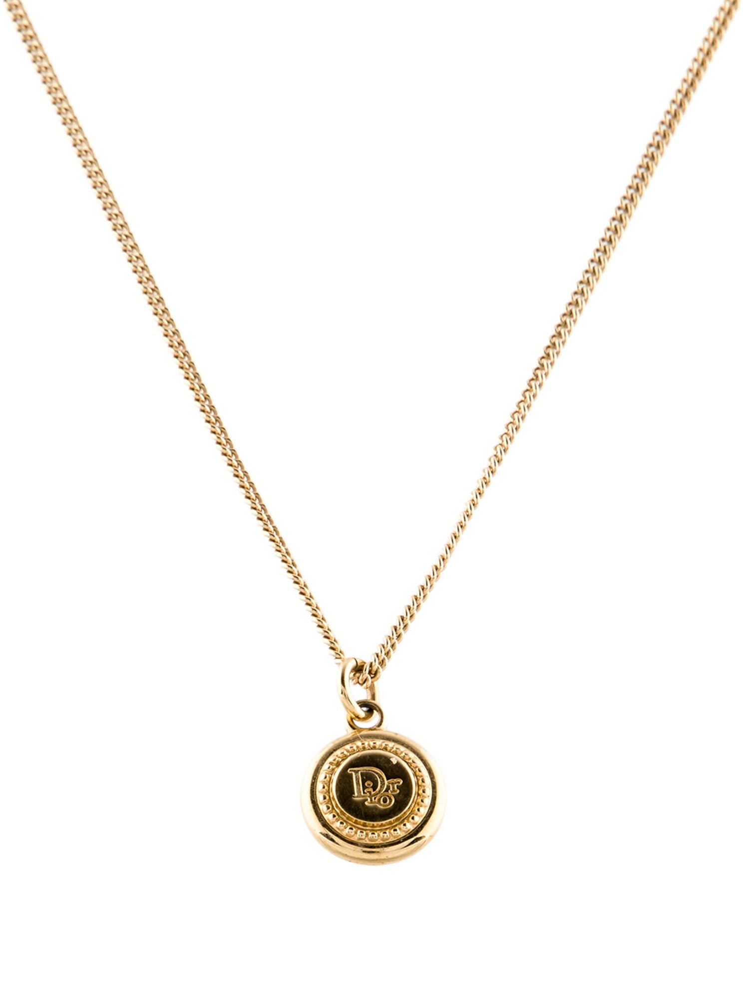 Christian Dior Vintage Logo Pendant Necklace - Gold-Plated Pendant ...