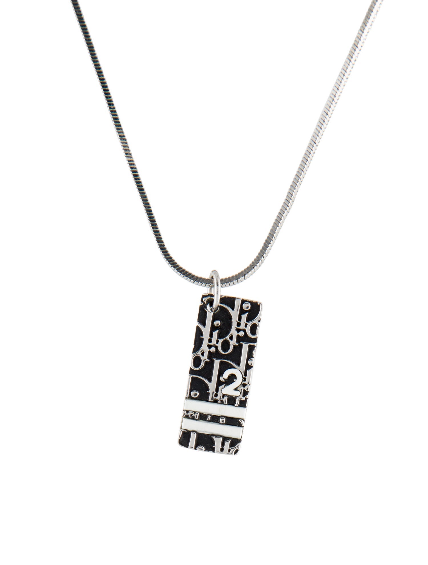 Christian Dior Enamel Number 2 Pendant Necklace - White, Palladium ...