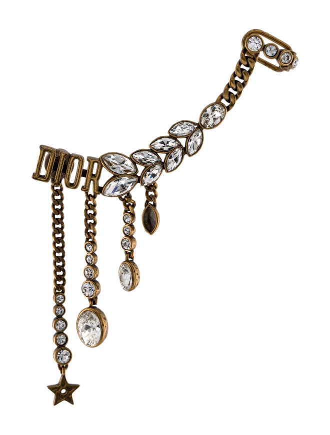 Gucci Crystal Star Script Ear Cuff - ---, Gold-Tone Metal Ear Climber ...