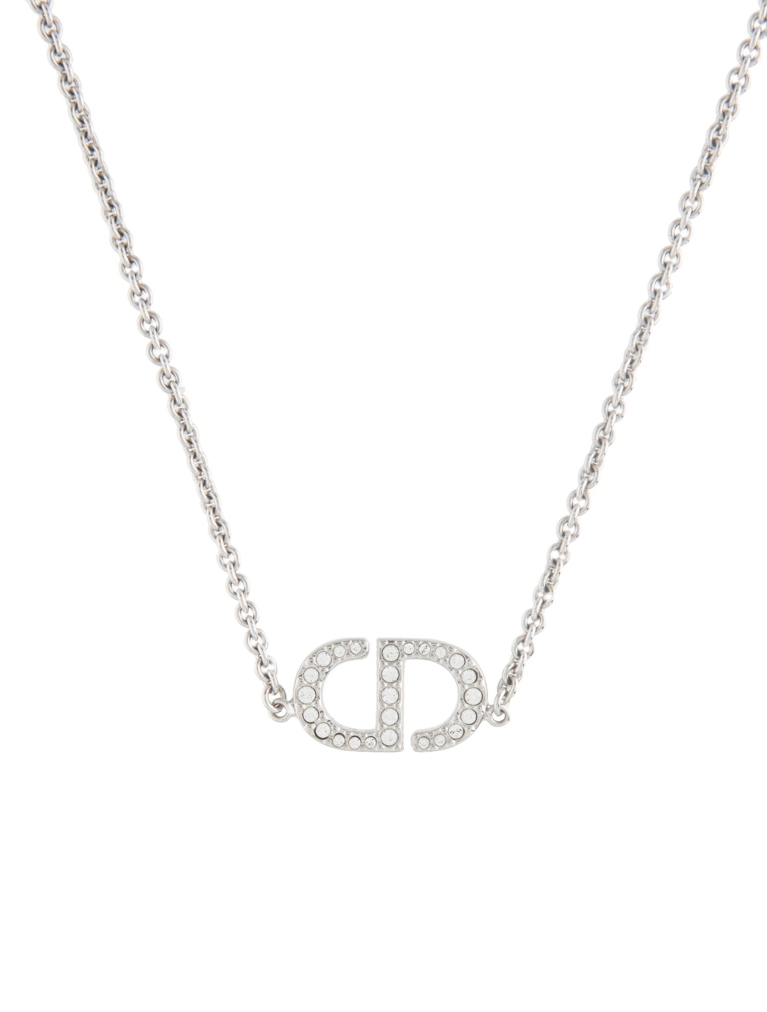 Christian Dior Crystal Petit CD Pendant Necklace - Palladium-Plated ...