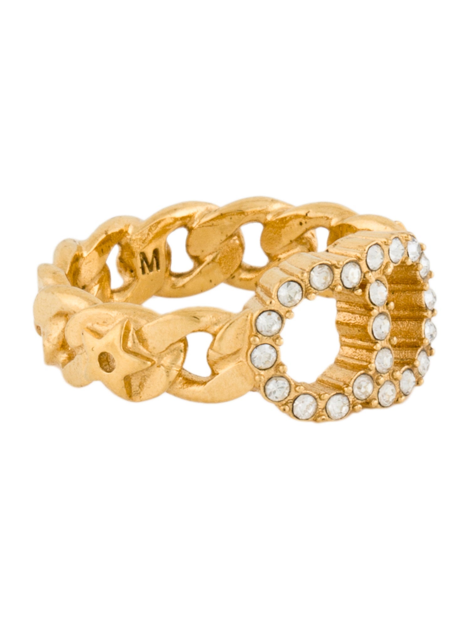 Christian Dior Crystal Clair D Lune Band Ring - Clear, Brass Band ...