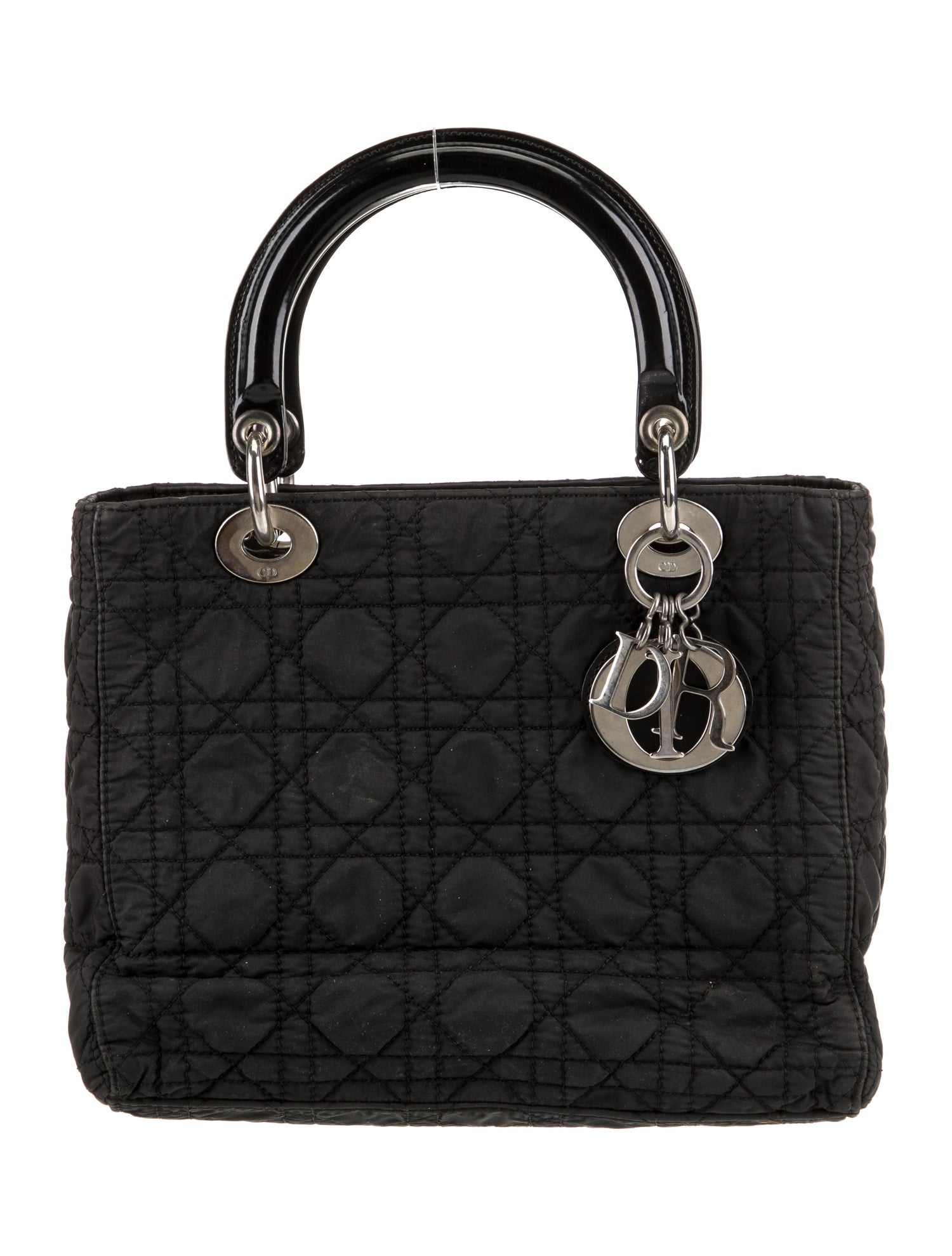 Christian Dior Cannage Lady Dior Large Vintage - Black Handle Bags ...