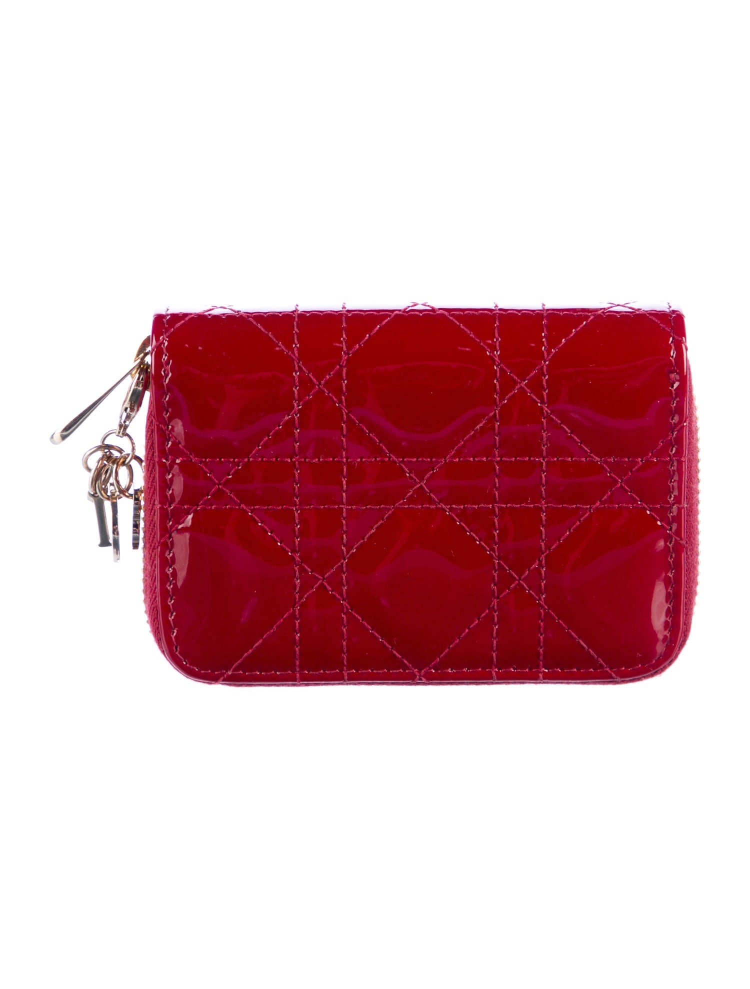 Christian Dior Cannage Pattern Patent Leather Wallet - Red Wallets ...